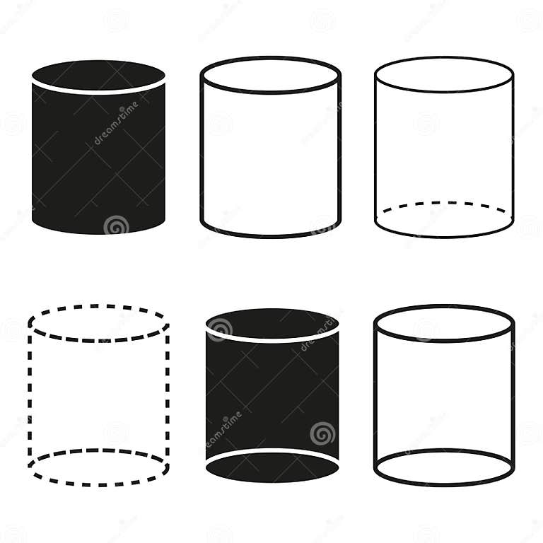 Cylinder Shape Icons. Different Cylinder Styles. Geometric Vector ...
