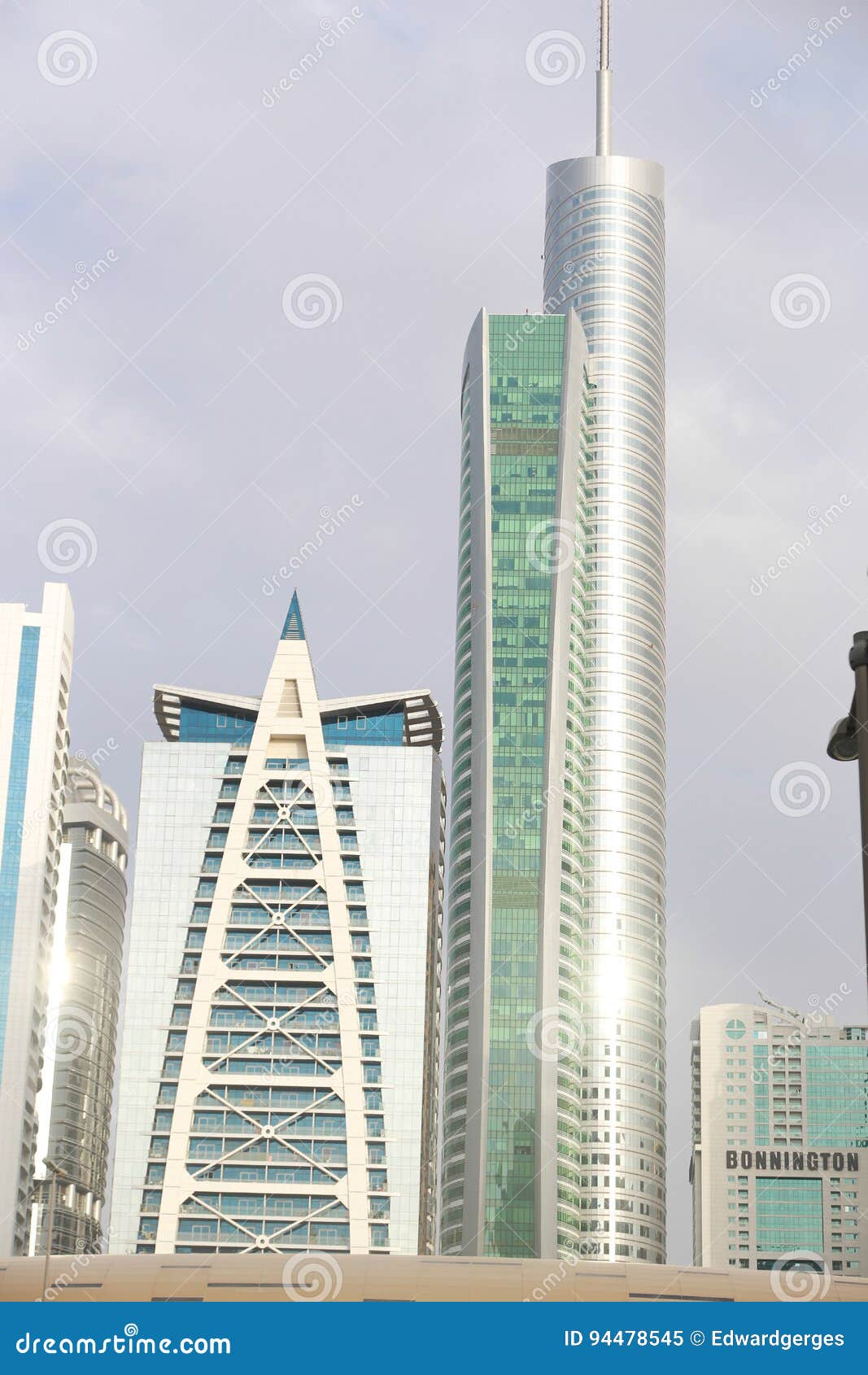 Cylinder Skyscrapers stock image. Image of city, reflection - 94478545