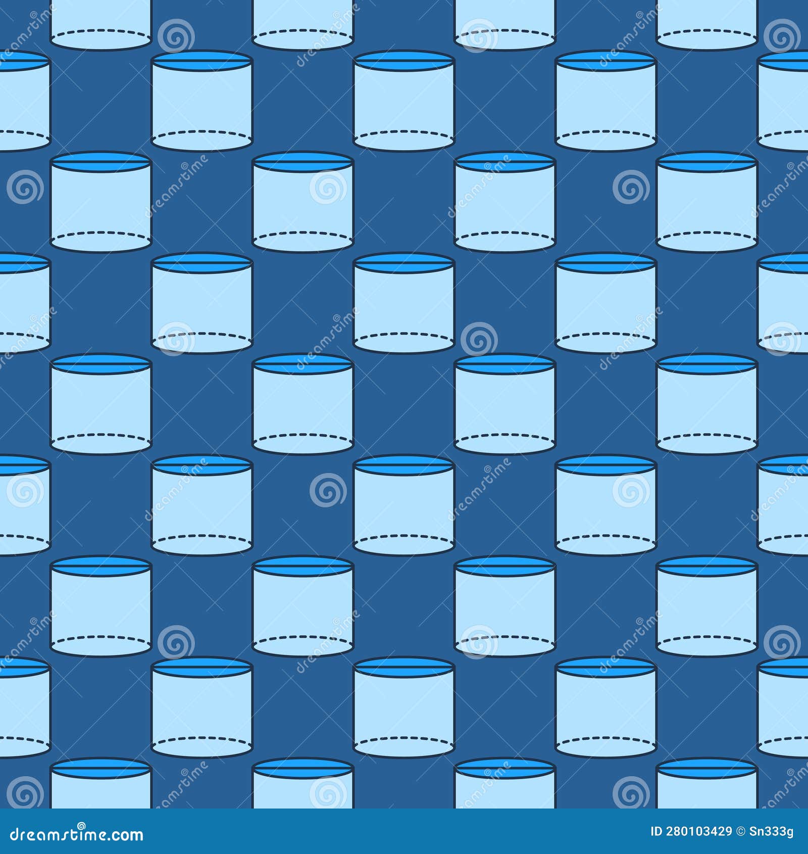 Cylinder Vector Elementary Geometry Blue Seamless Pattern Stock ...