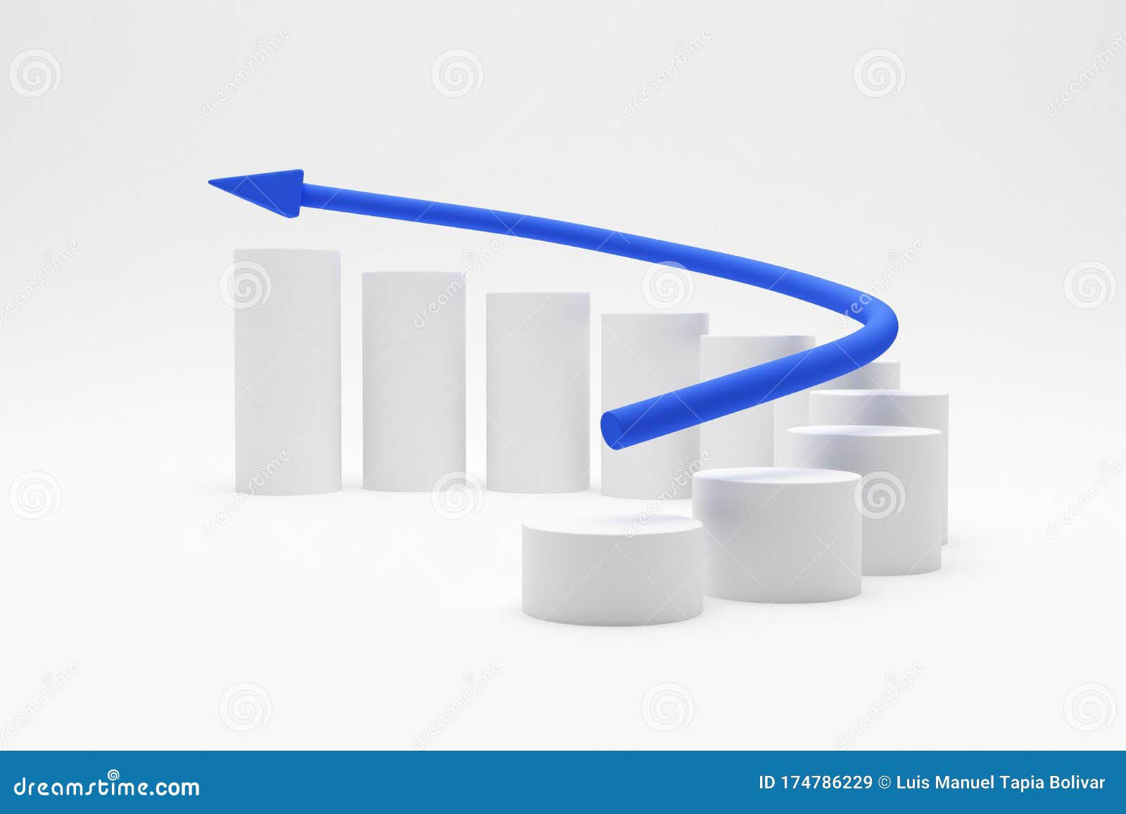 Cylinders Curve Chart with an Arrow Increasing Stock Illustration ...