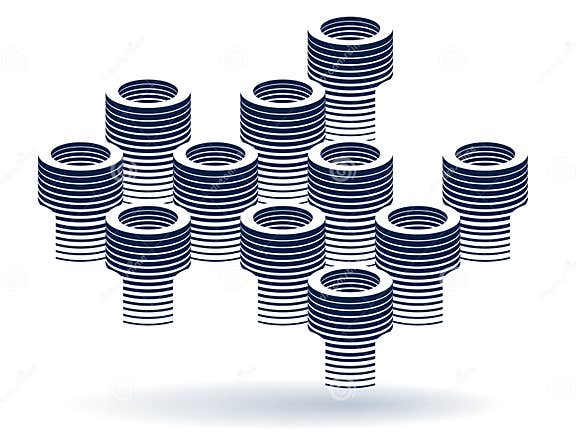 Cylinders Pattern Vector Abstract 3D Isometric Background, Geometric ...