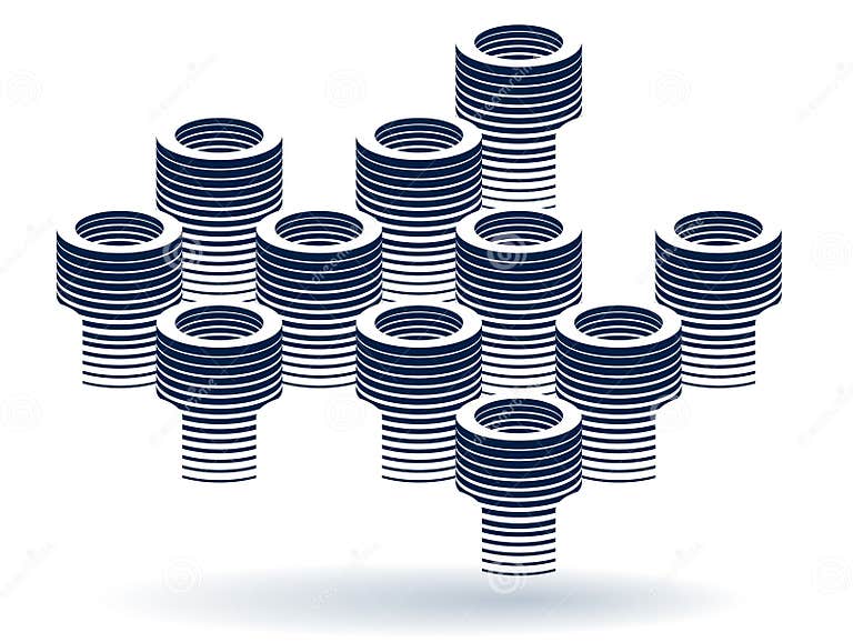 Cylinders Pattern Vector Abstract 3D Isometric Background, Geometric ...