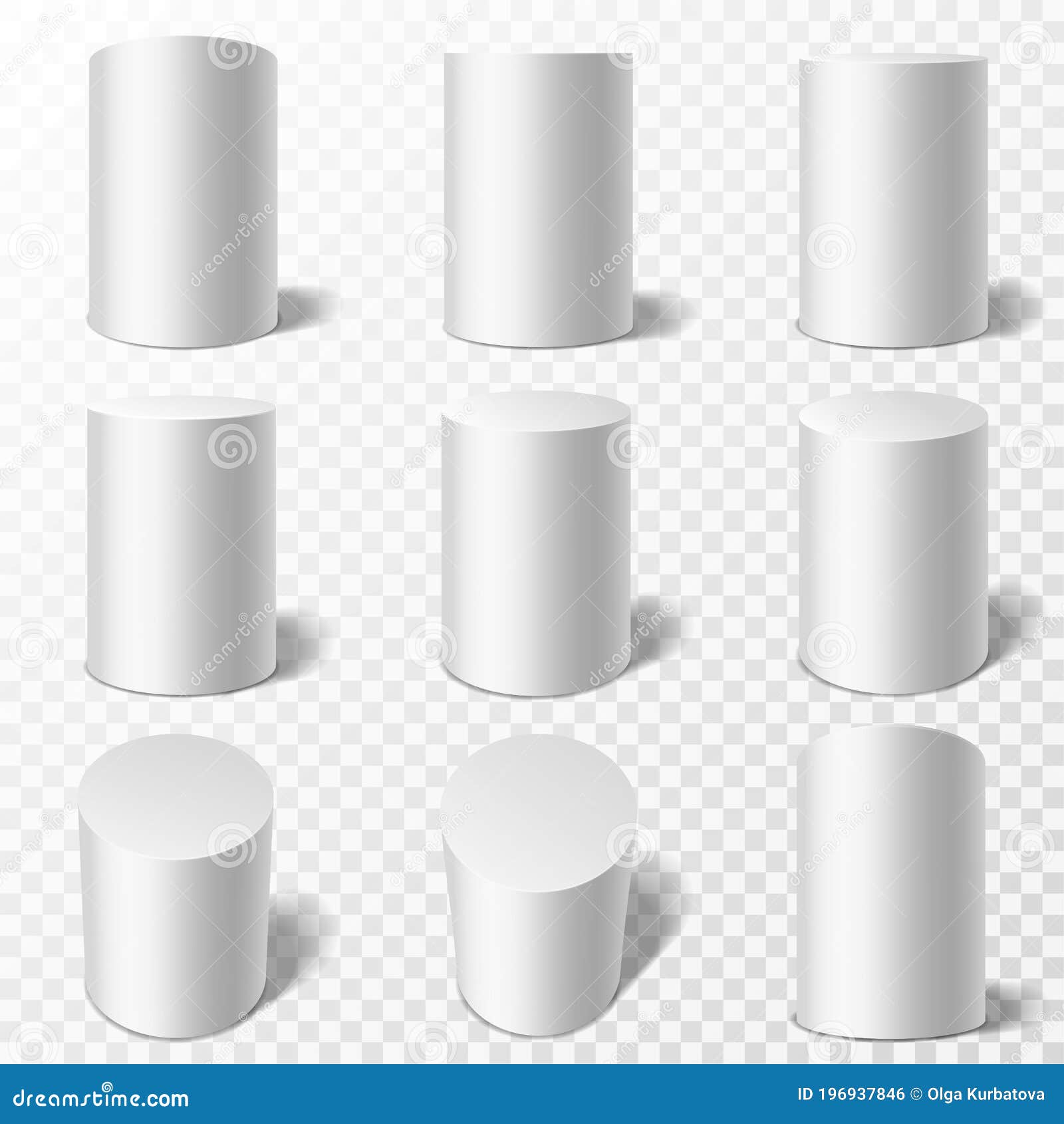 Cylinders. Realistic Round Podiums in Different Viewpoints. Pedestals ...
