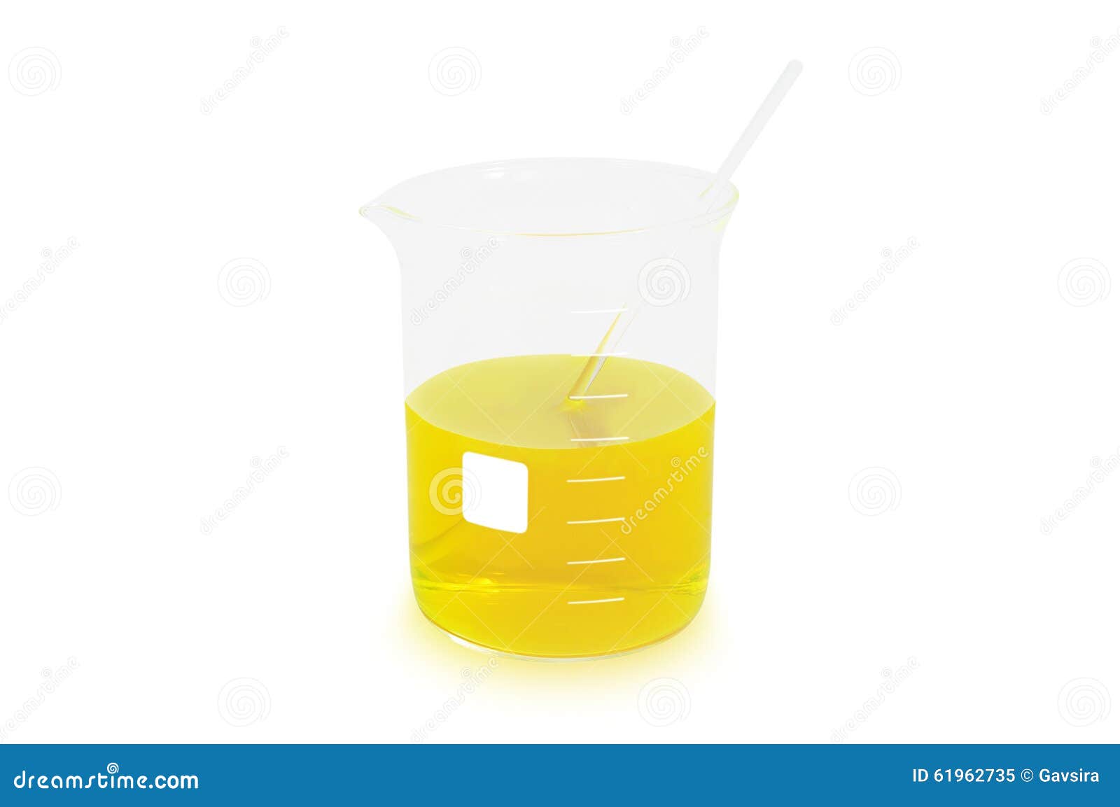 Cylindric Beaker (glassware) with Yellow Reagent Isolated on White ...
