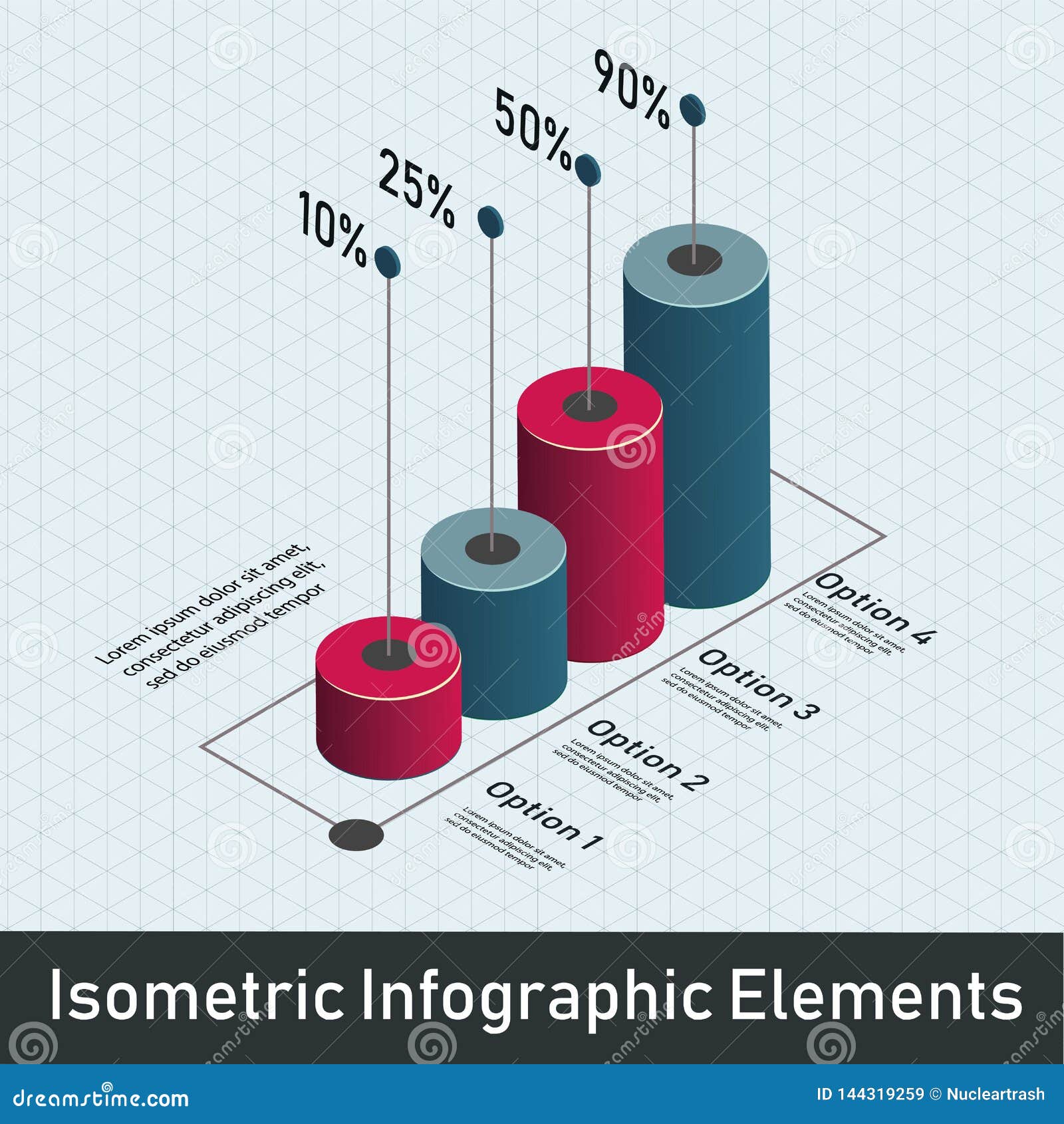 Cylindric Growing Chart with 4 Step Segments. Stock Vector ...