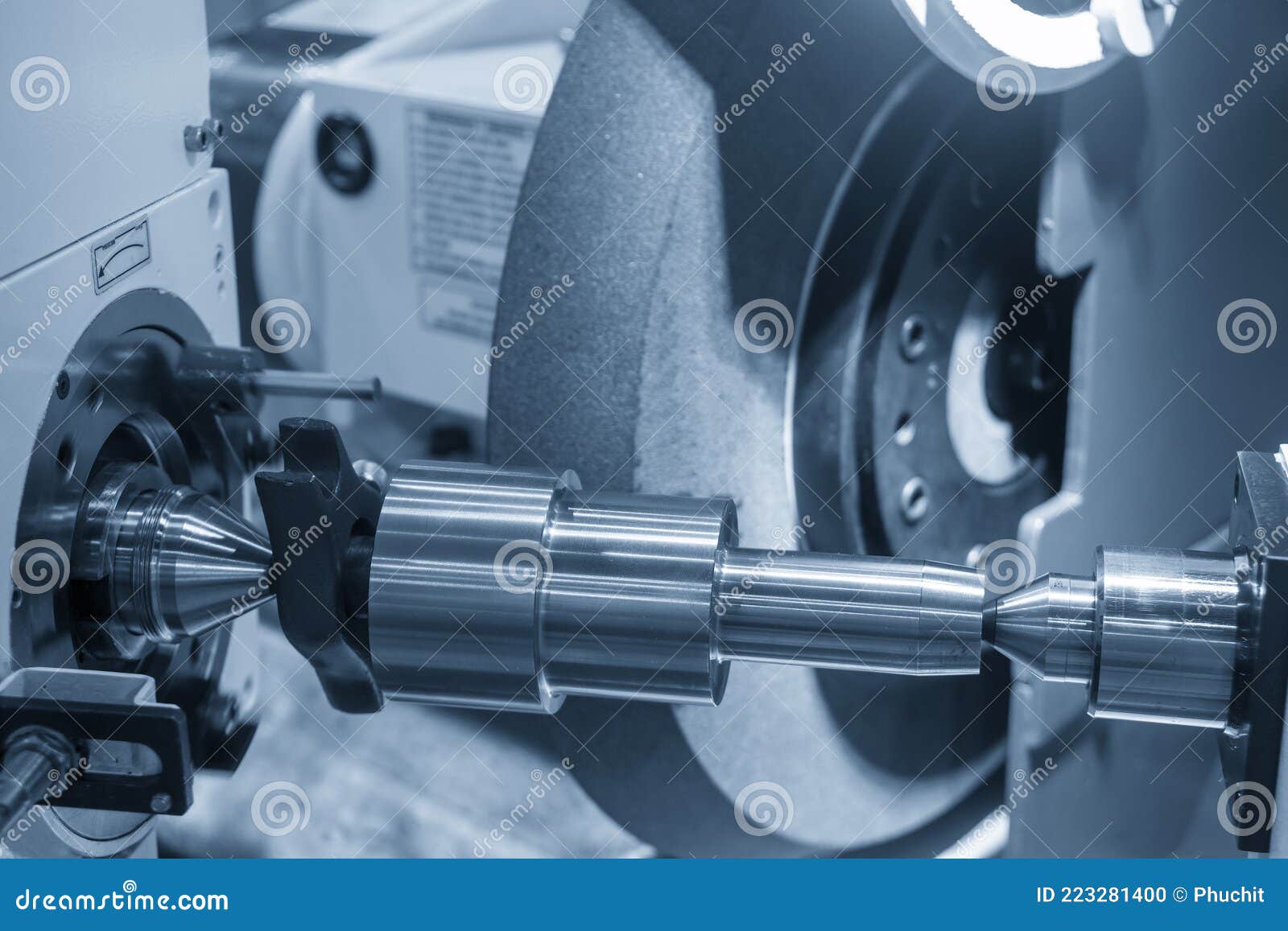The Cylindrical Grinding Machine Control by CNC Program. Stock Photo ...
