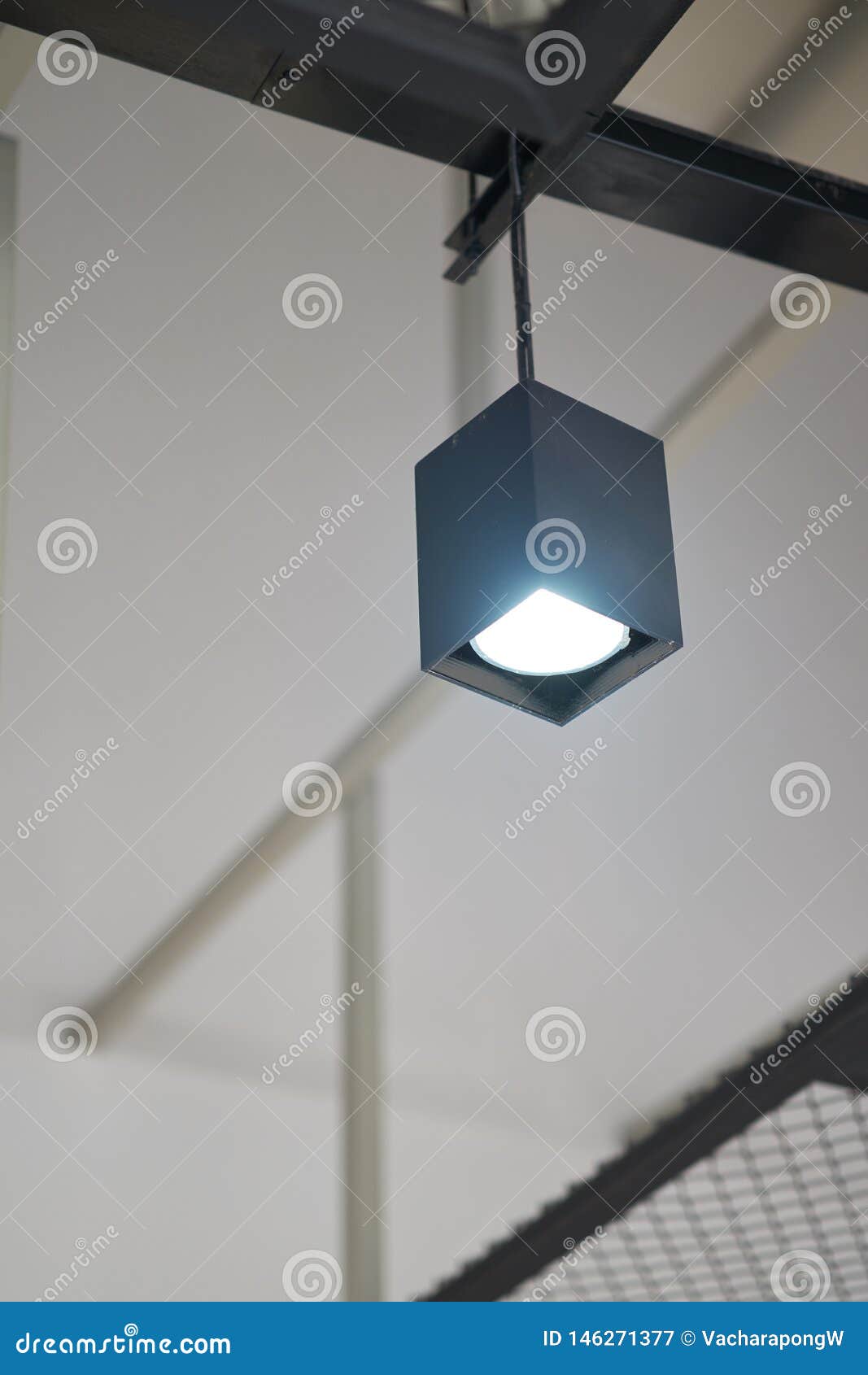 Cylindrical Hanged Light Lamp from Ceiling Stock Image - Image of cable ...
