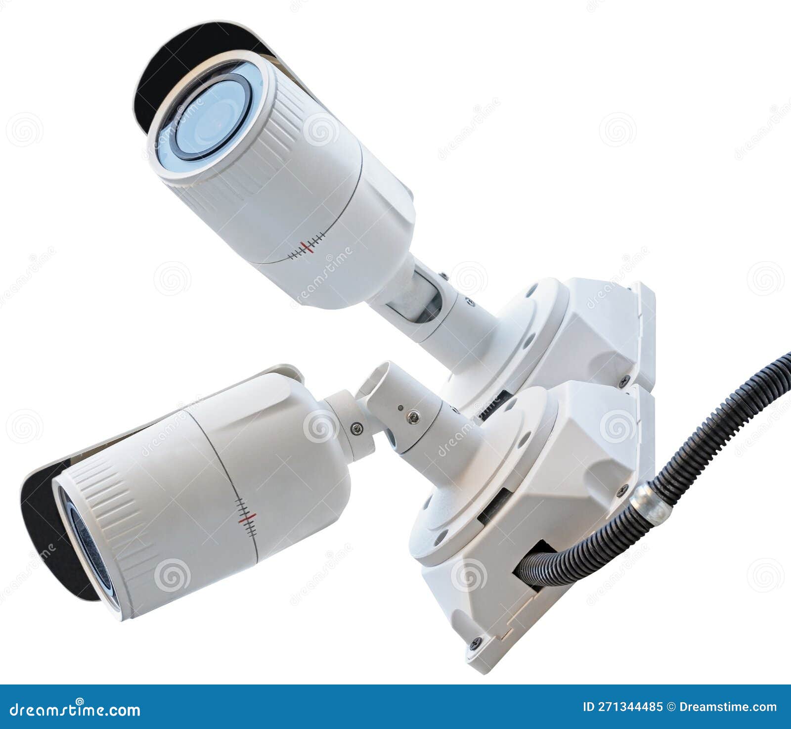 Cylindrical IP Security Cameras on White Stock Image - Image of ...