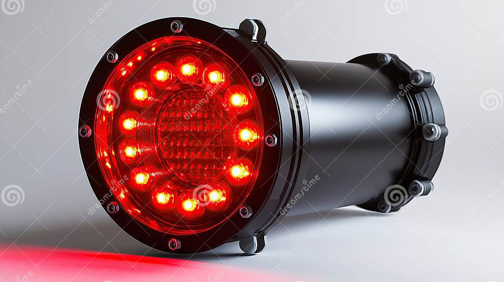 Cylindrical LED Light with Multiple Red LEDs, Emitting a Bright Red ...