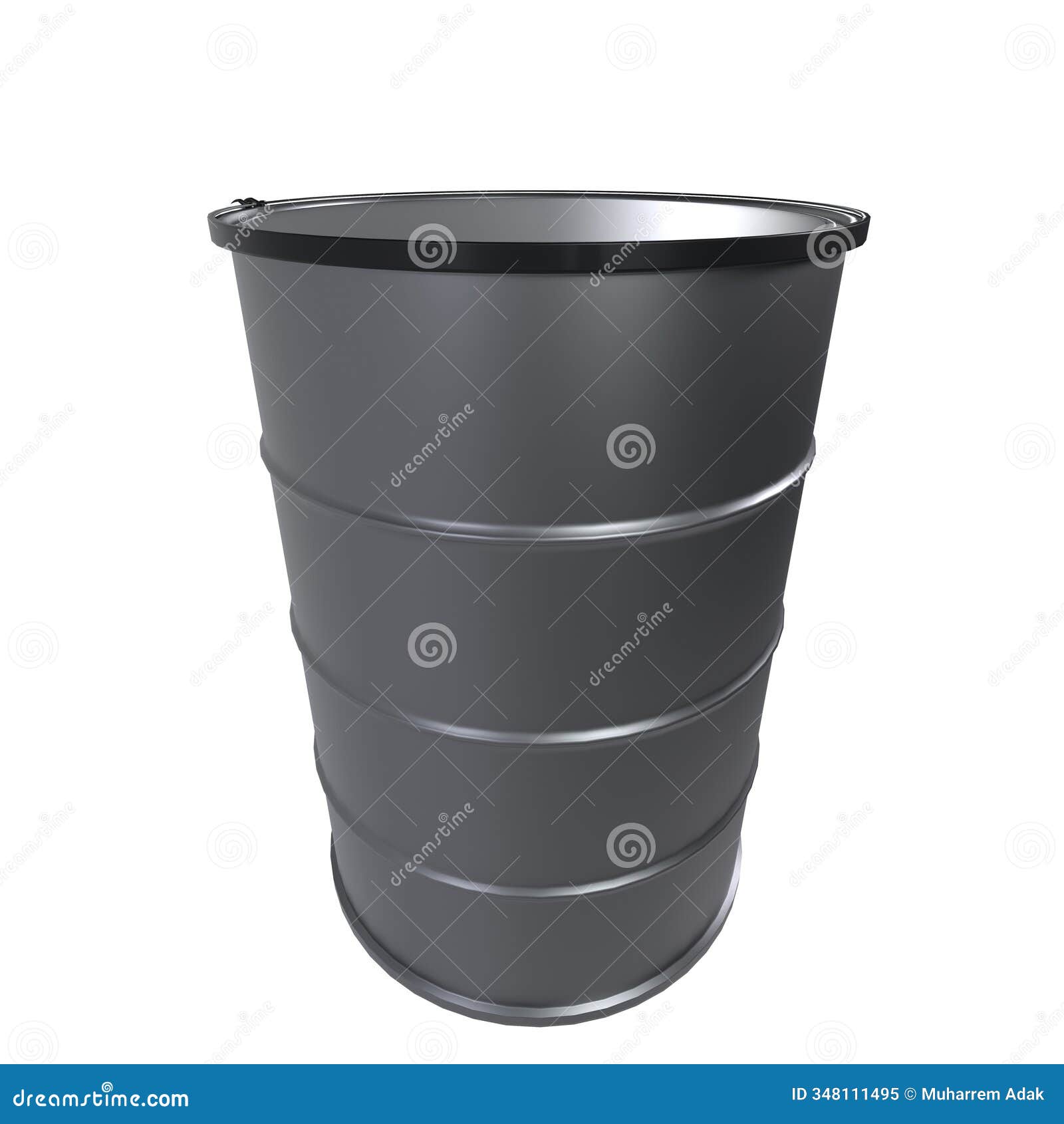 3D Rendering of a Cylindrical Metal Container with a Wide Opening Stock ...