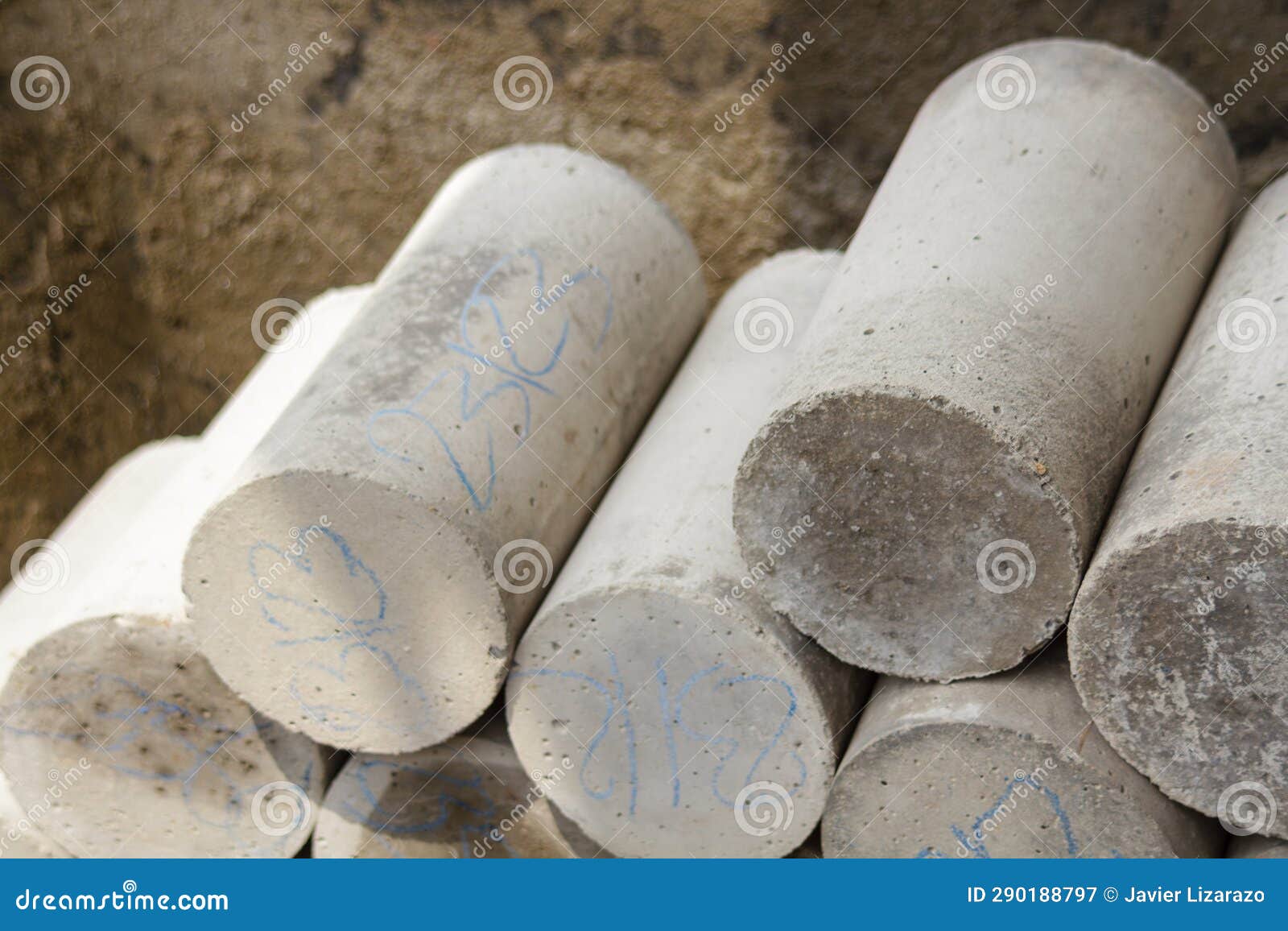 Cylindrical Mortar Concrete Specimens Pile for Testing Stock Image ...