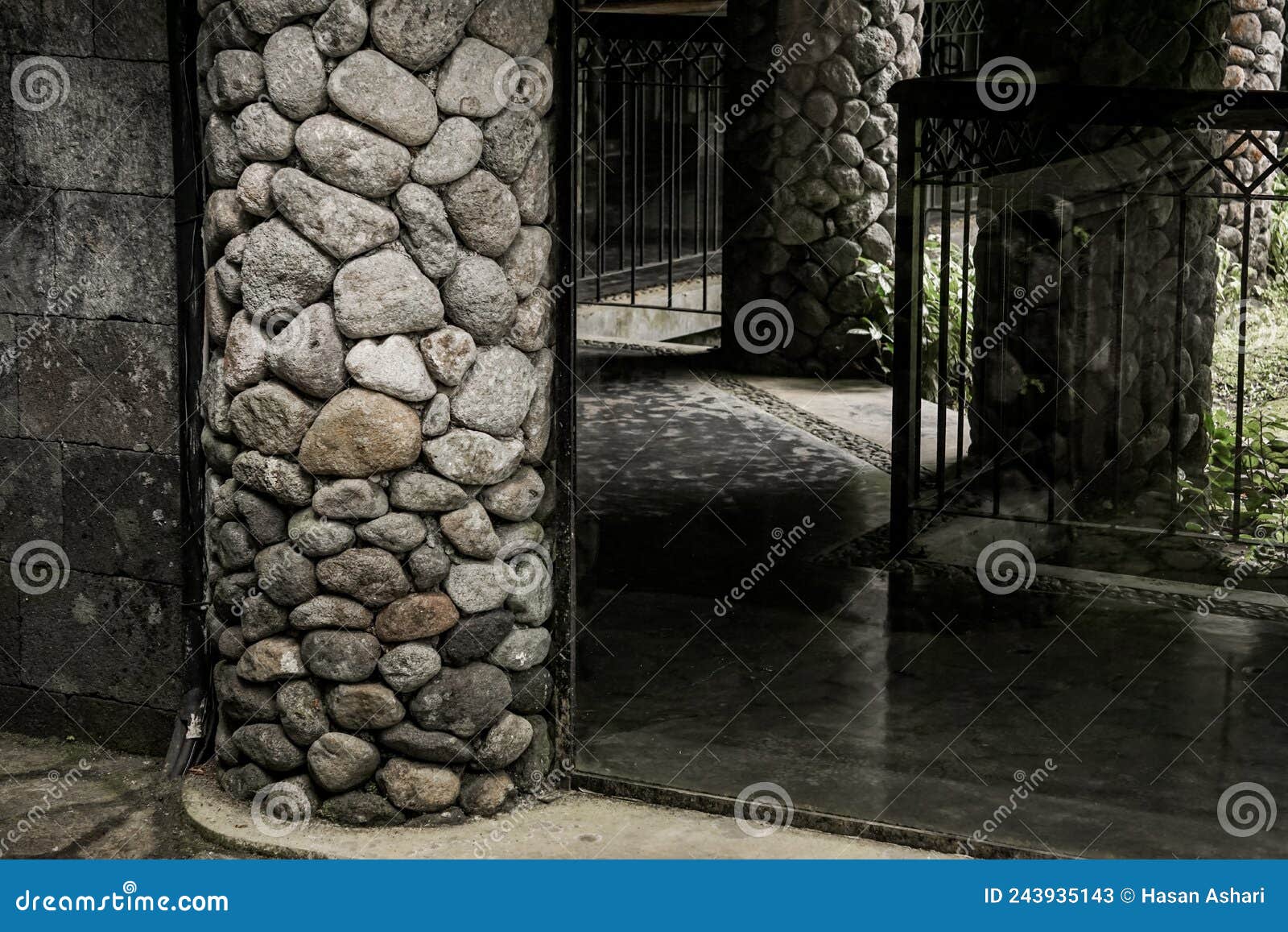 Cylindrical Pillar Made of Natural Stone Stock Image - Image of alley ...