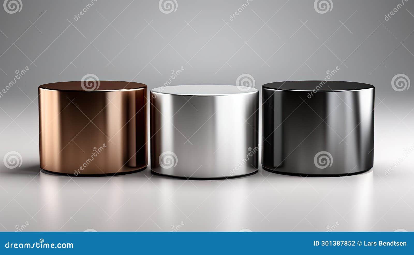 Cylindrical Podiums With Brushed Metal Texture - AI Generated Royalty ...