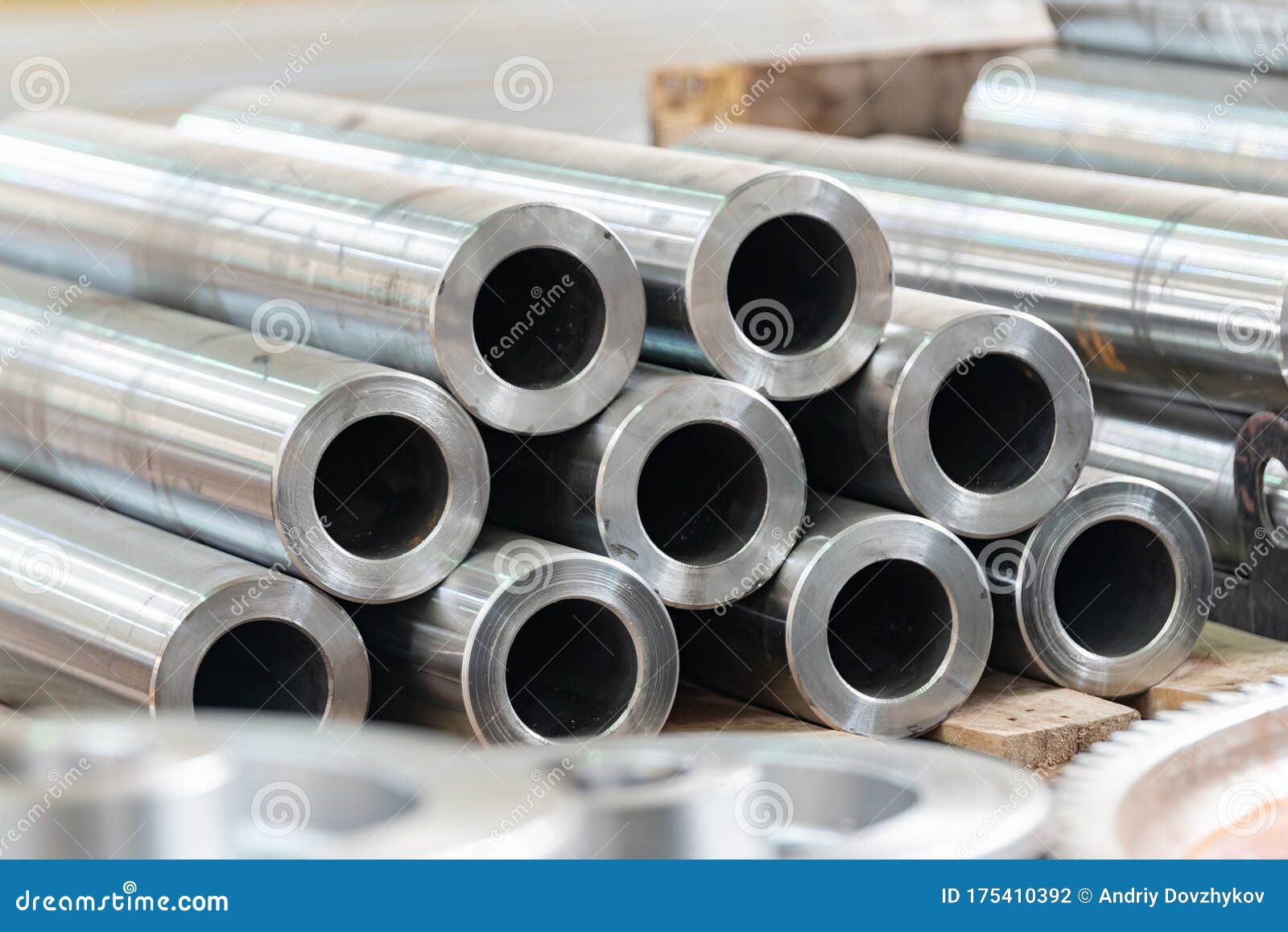 Cylindrical Rod with a Hole after Turning on the Rack in the Workshop ...