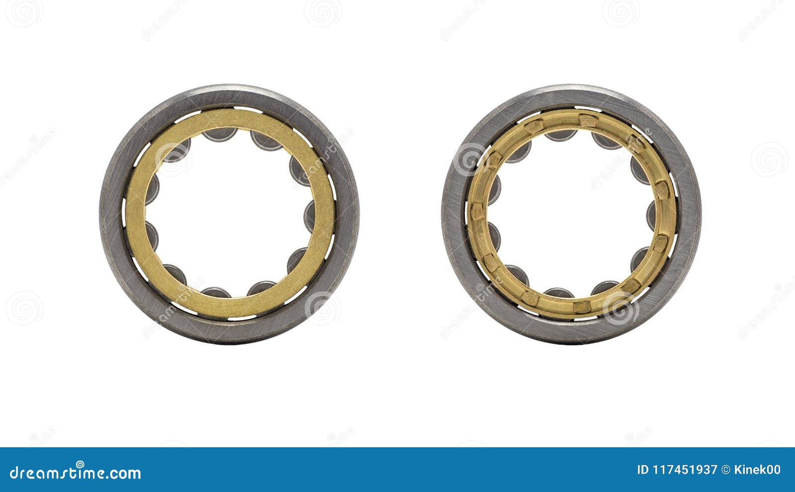 Cylindrical Roller Bearings Close Up. Front and Rear View, on White ...