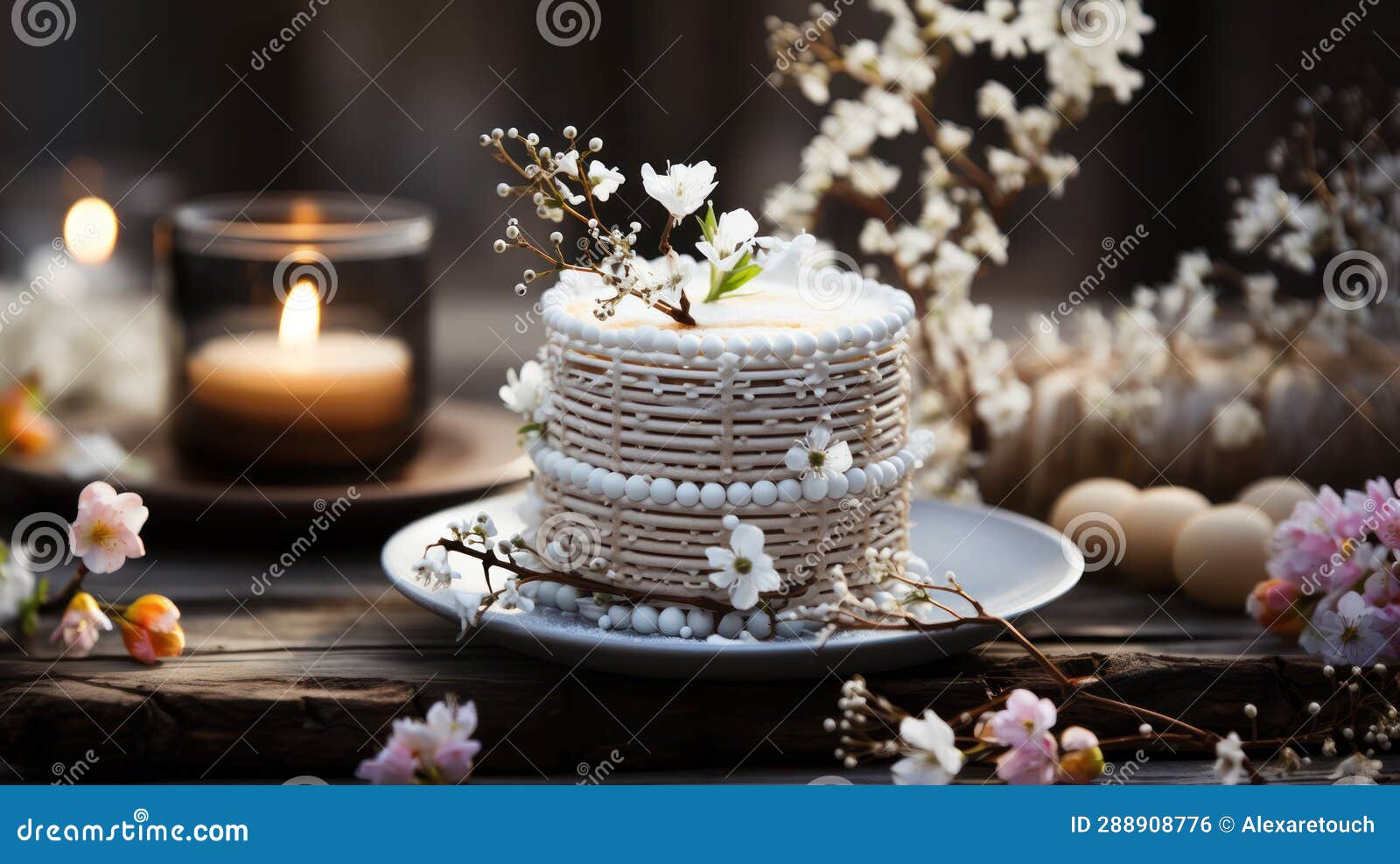 Cylindrical and Tall Easter Cake with Icing and Sprinkles, Cherry ...