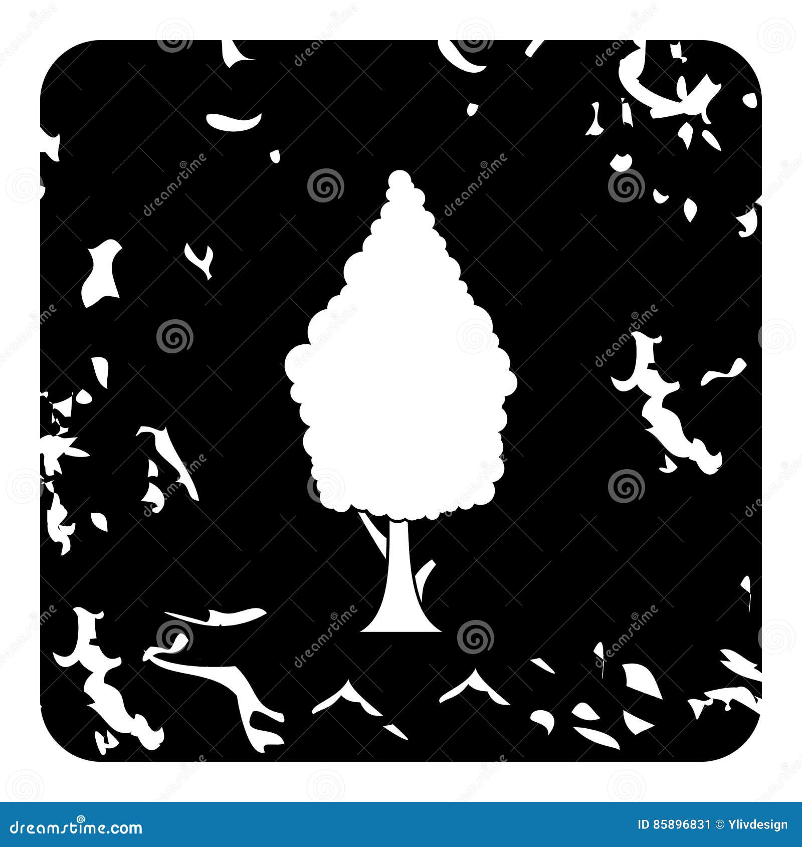 Cypress Tree Icon, Grunge Style Stock Vector - Illustration of ...