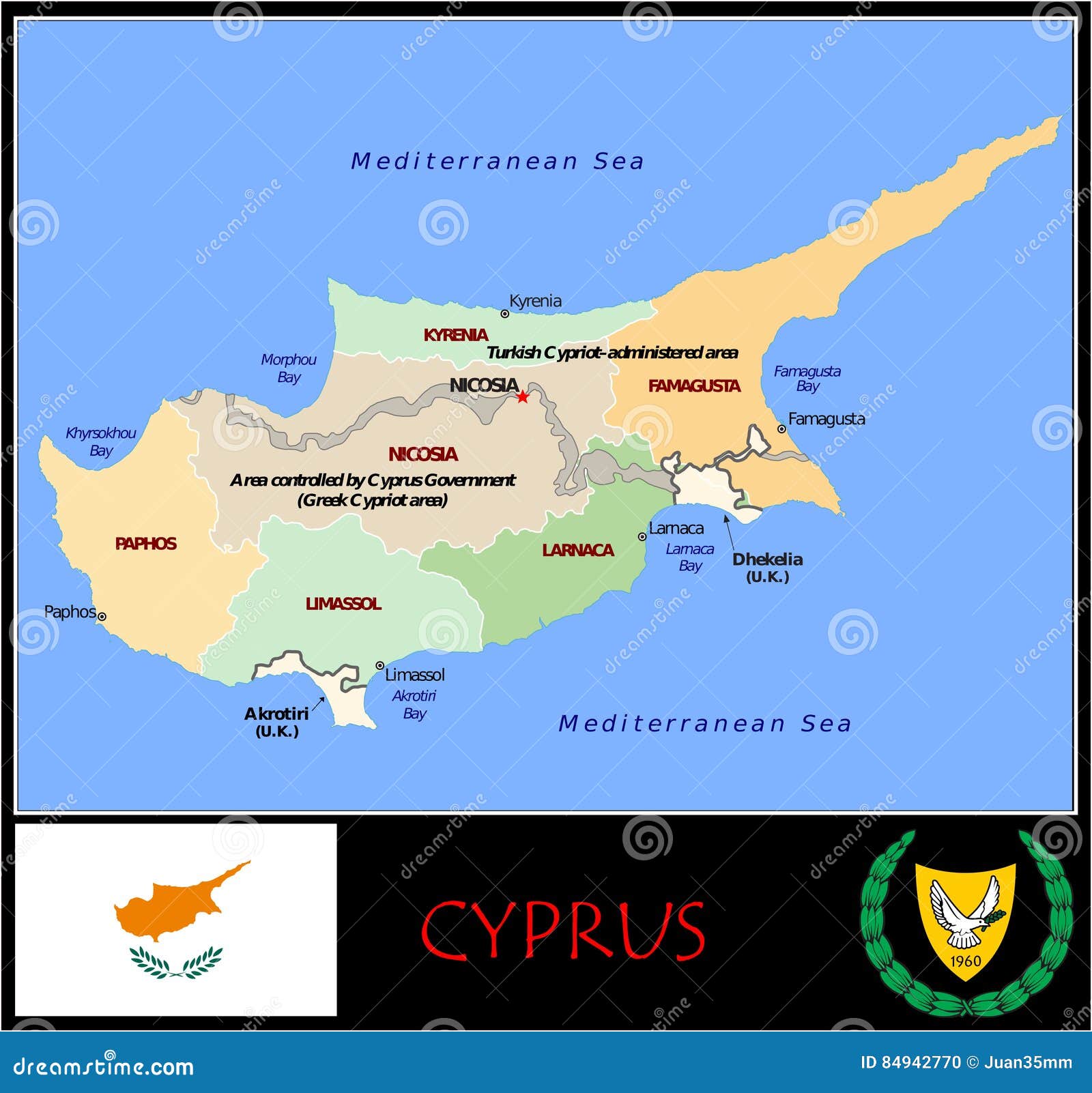 Cyprus Administrative Divisions Stock Illustration - Illustration of ...