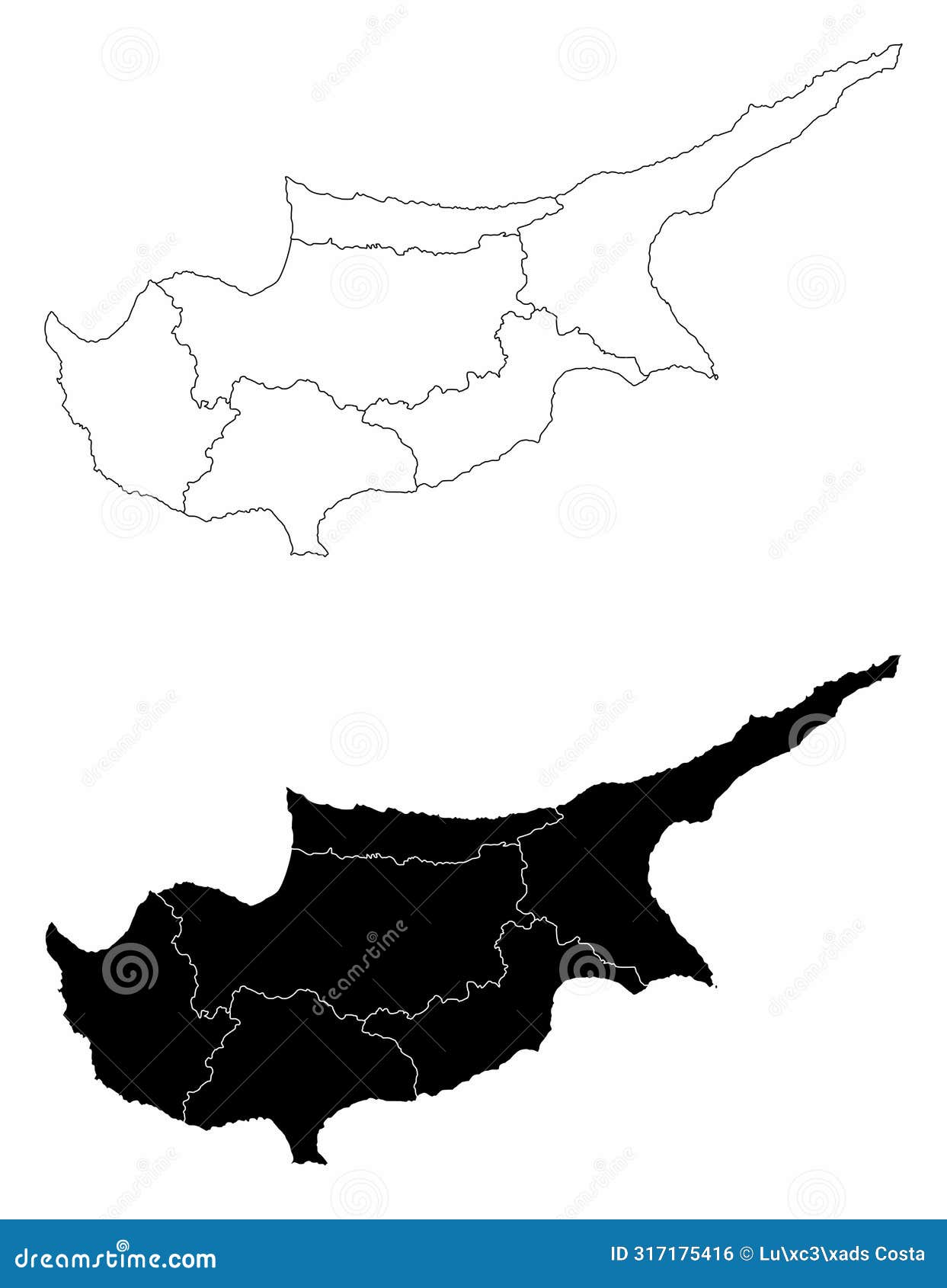 Cyprus administrative maps stock vector. Illustration of white - 317175416