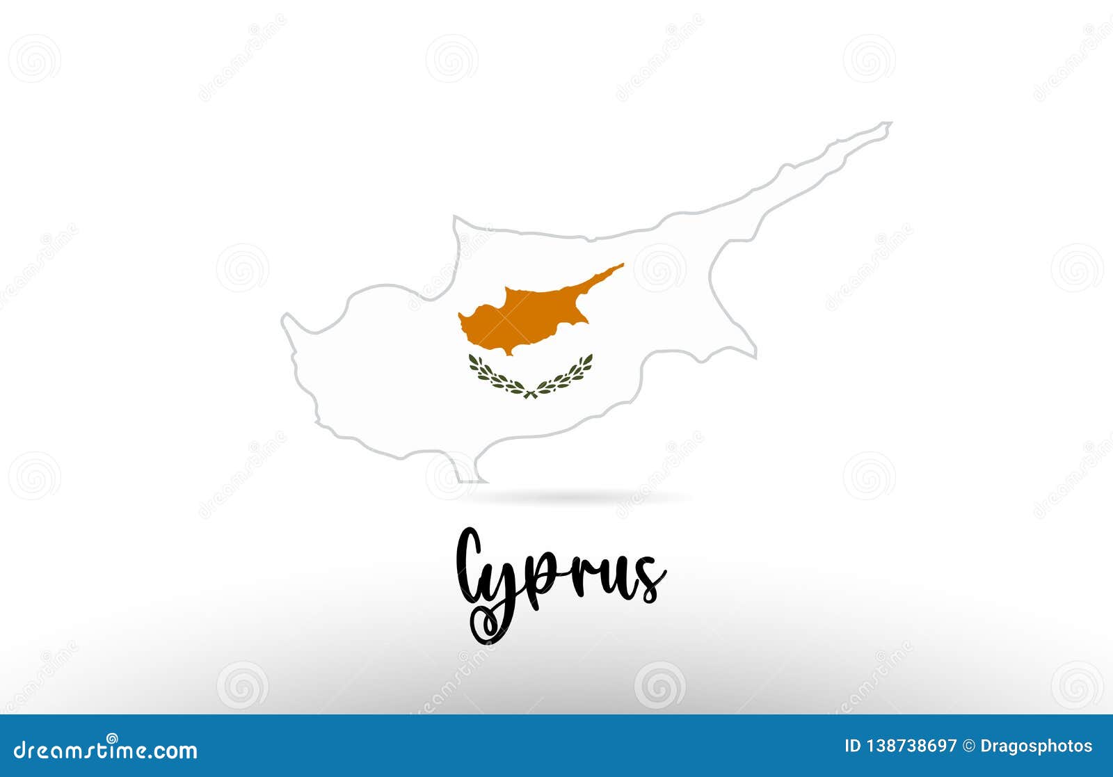 Cyprus Country Flag Inside Map Contour Design Icon Logo Stock Vector ...