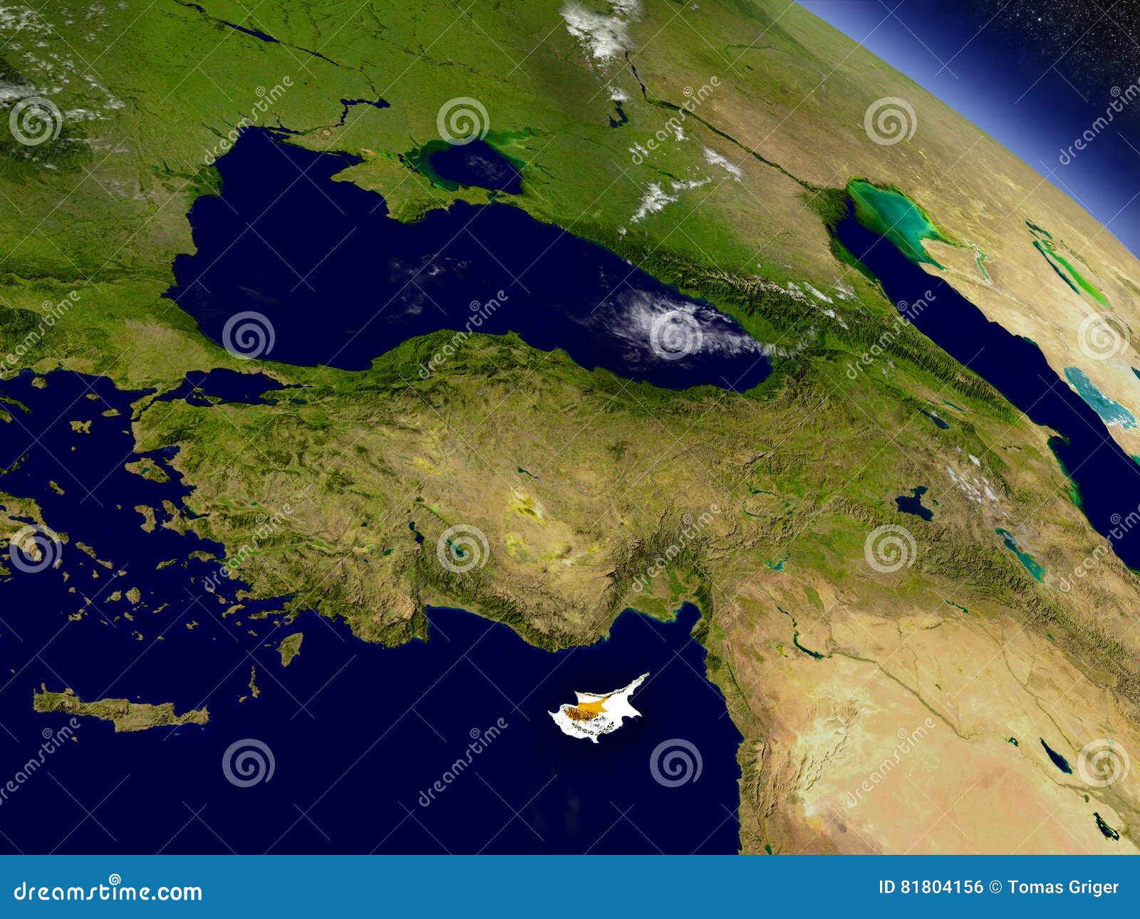Cyprus with Embedded Flag on Earth Stock Illustration - Illustration of ...
