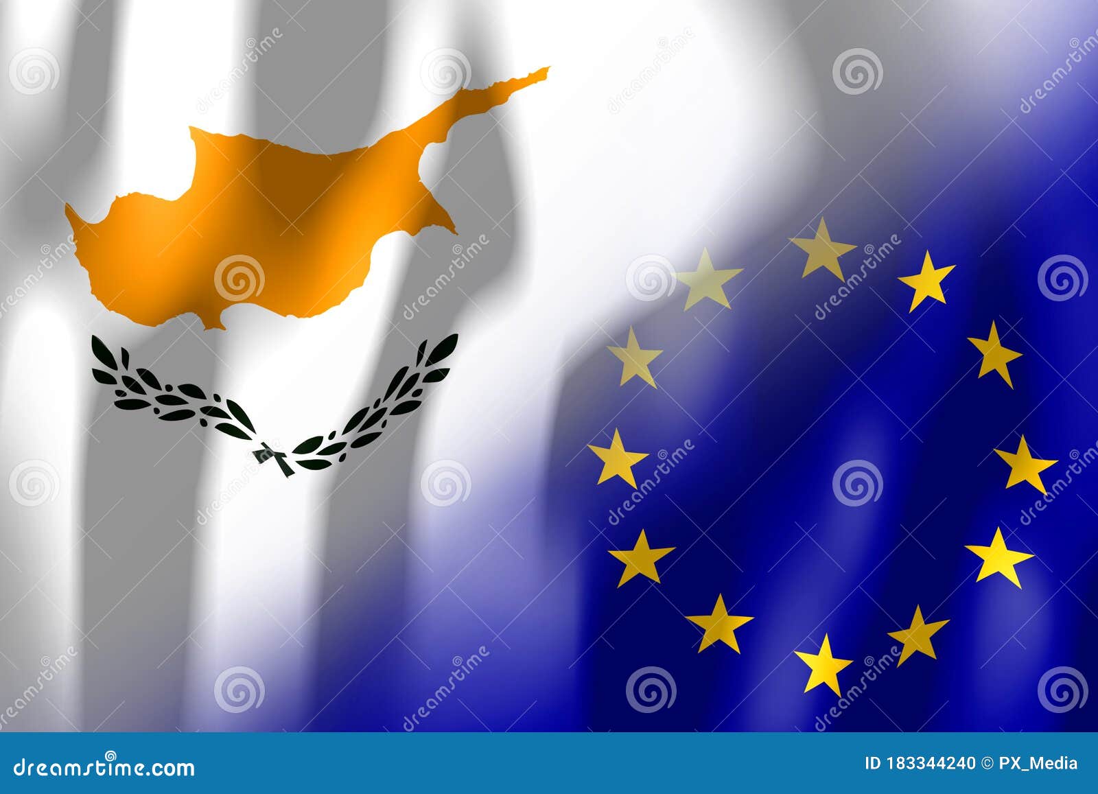 Cyprus and European Union Flags Stock Photo - Image of union ...