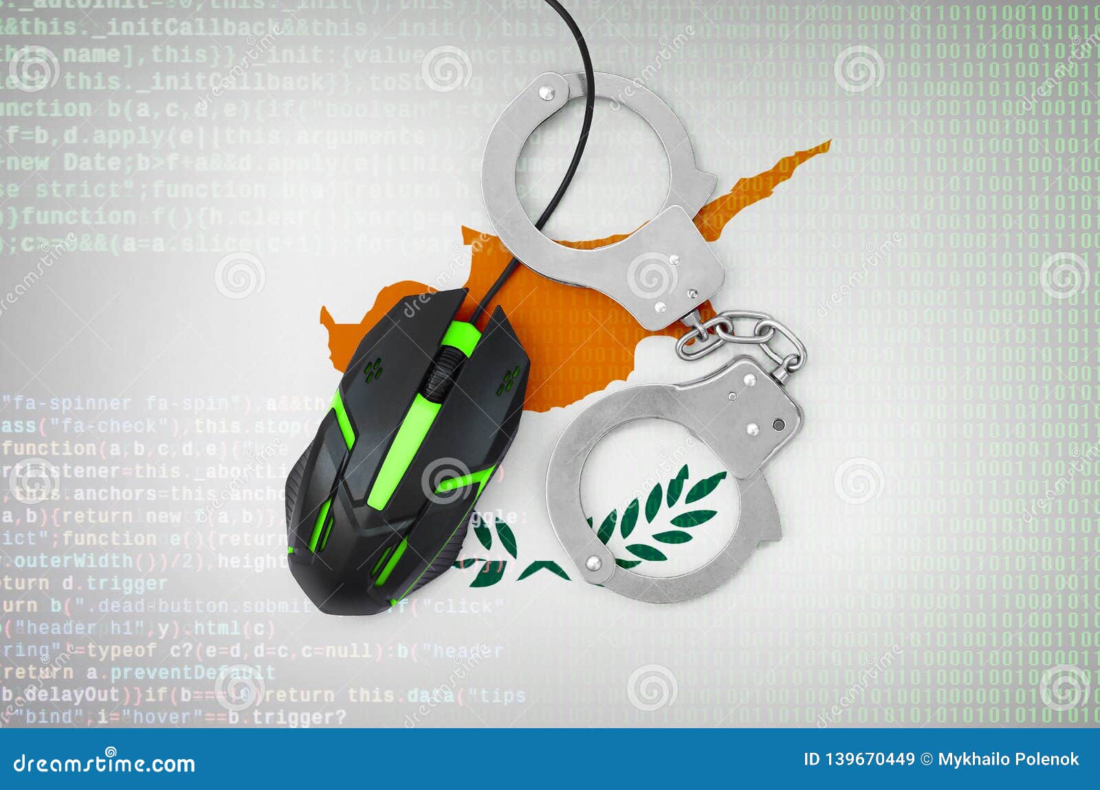 Cyprus Flag and Handcuffed Computer Mouse. Combating Computer Crime ...