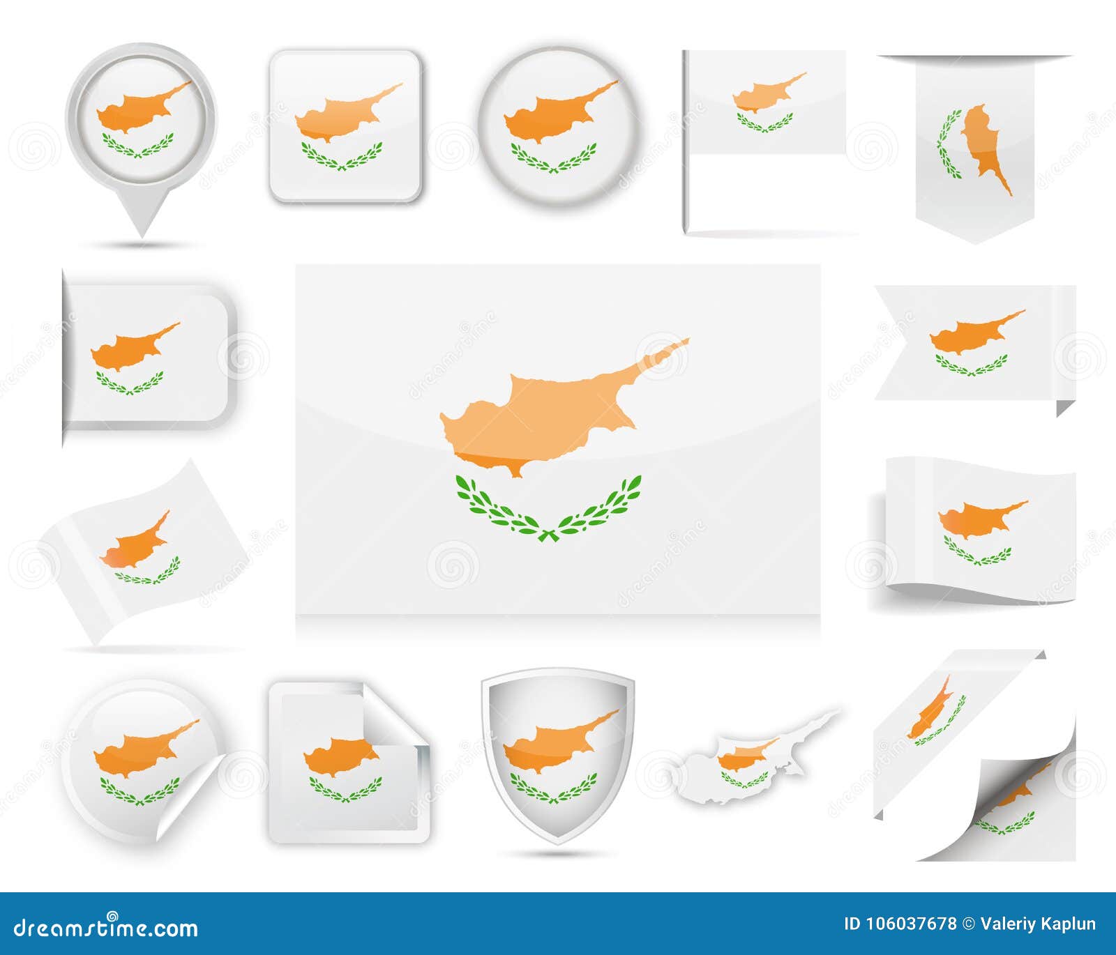 Cyprus Flag Vector Set stock illustration. Illustration of label ...
