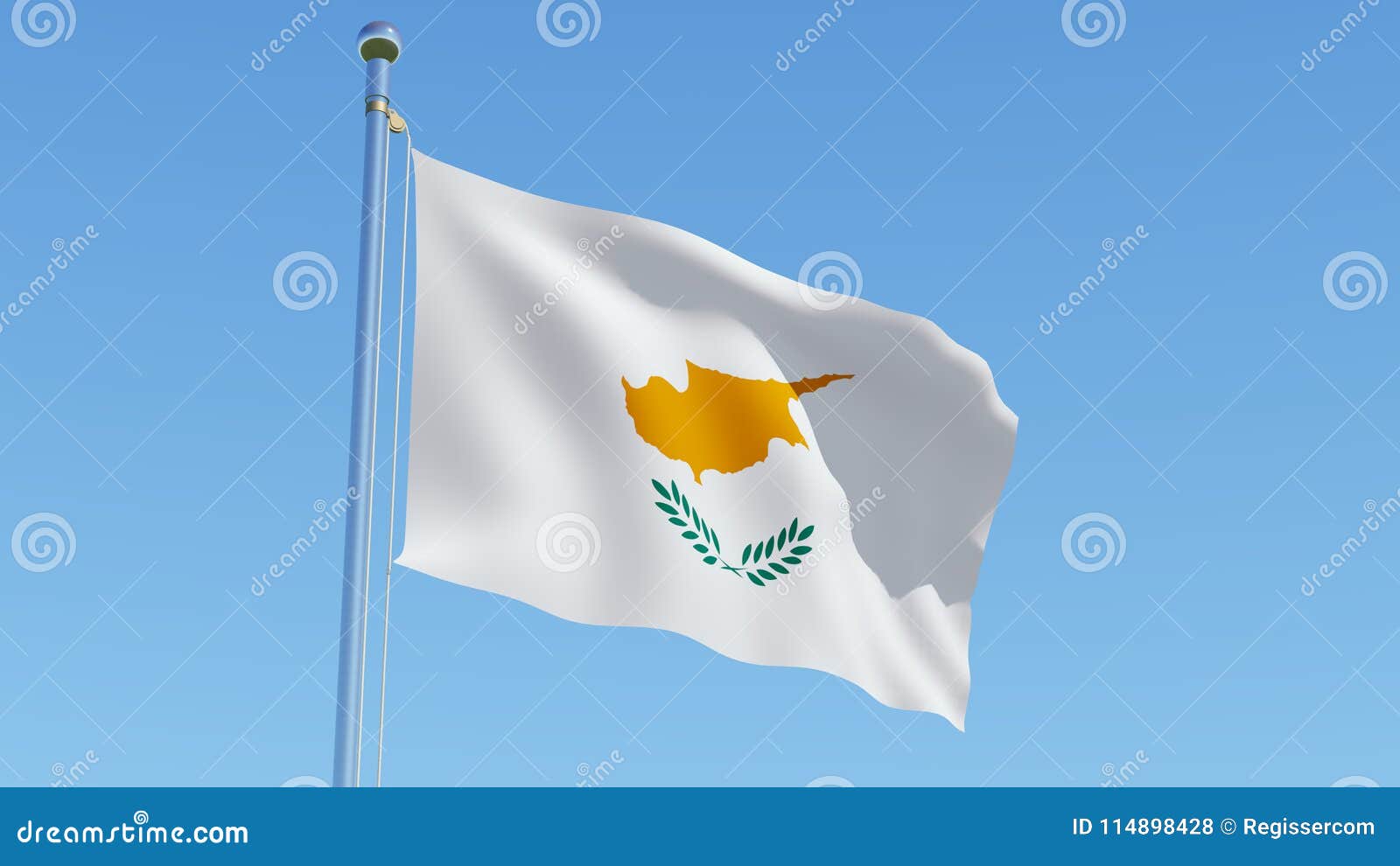 Cyprus Flag Waving Against Blue Sky Stock Illustration - Illustration ...