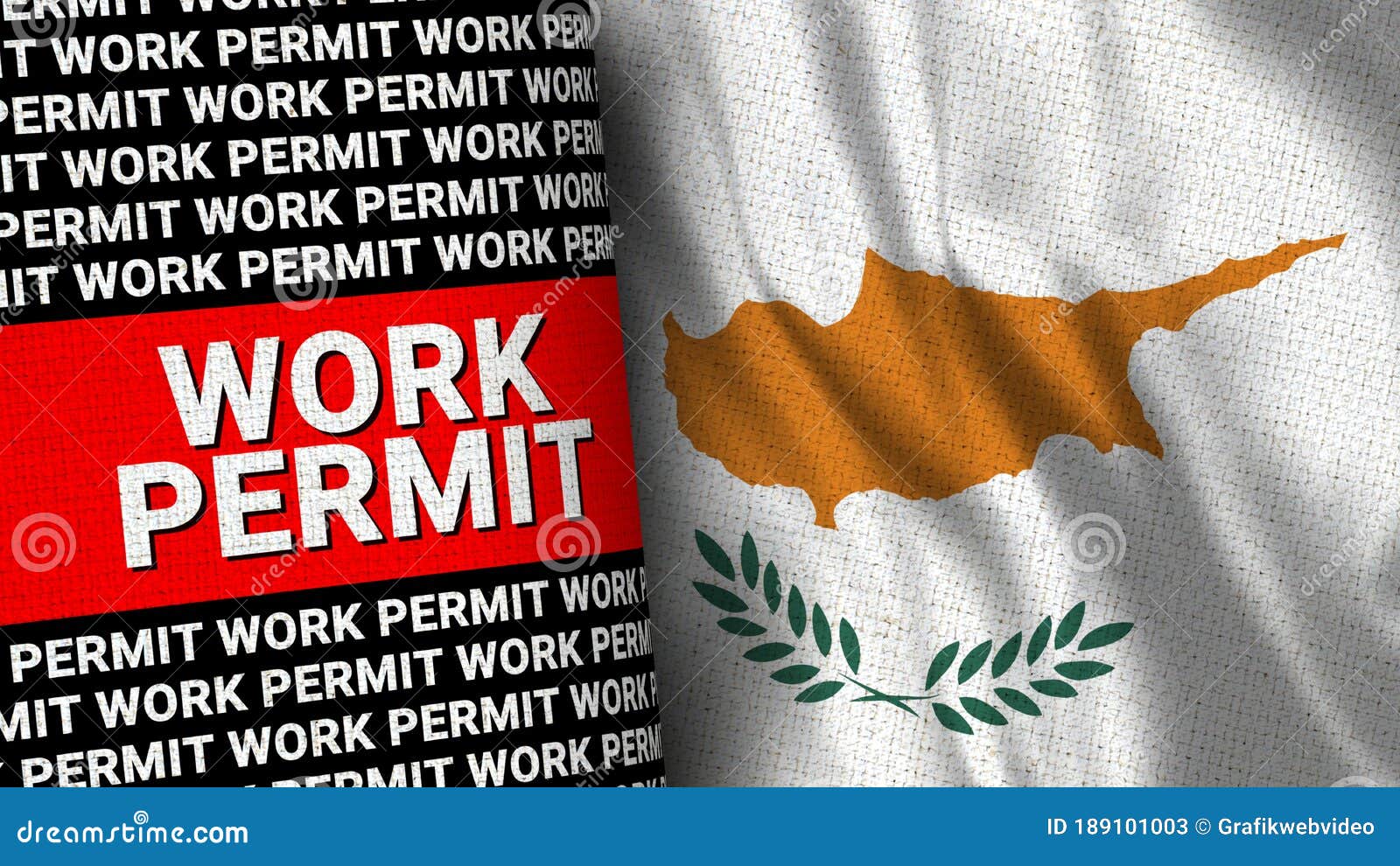 Cyprus Flag with Work Permit Title Stock Illustration - Illustration of ...