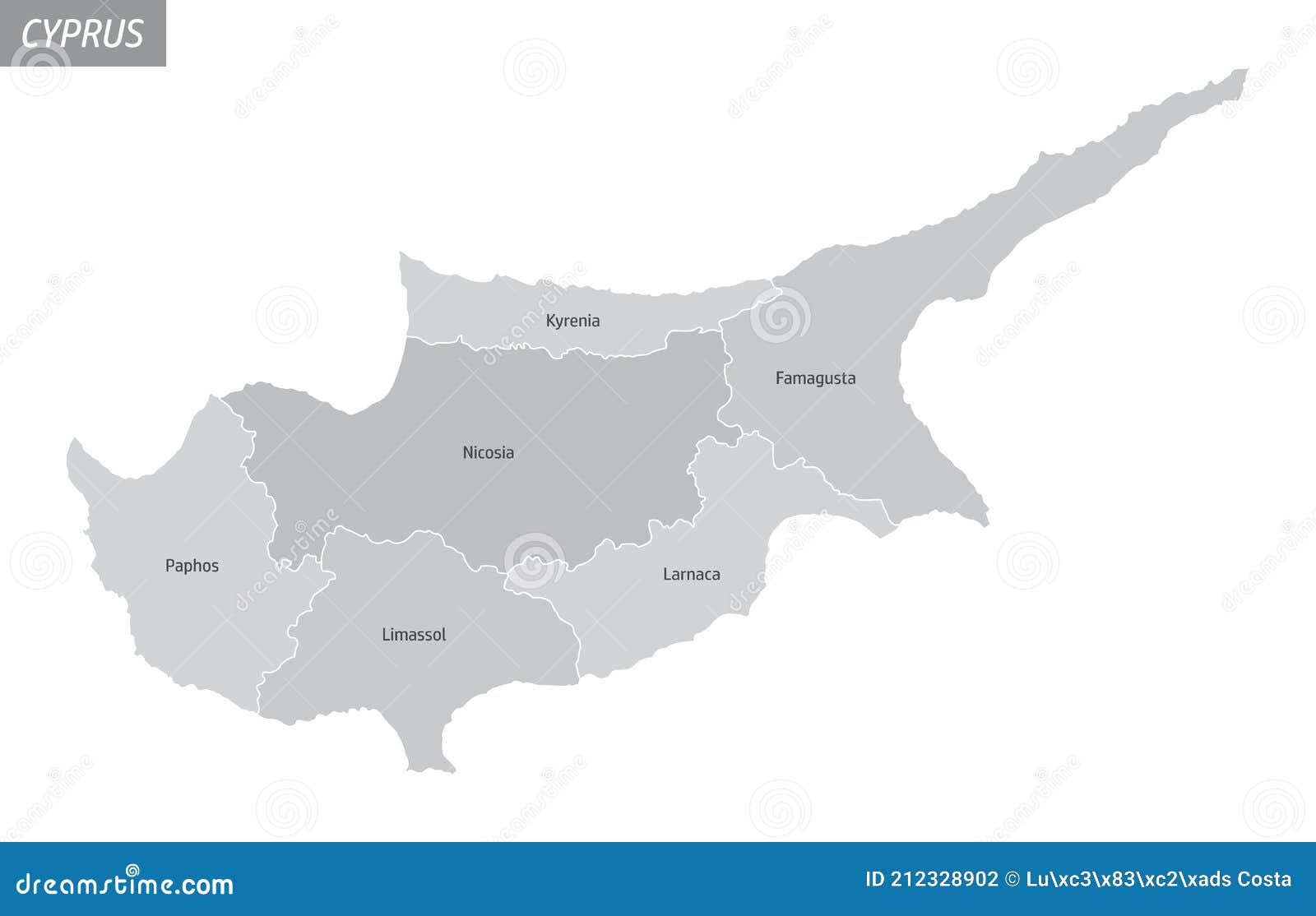 Cyprus grayscale map stock vector. Illustration of vector - 212328902