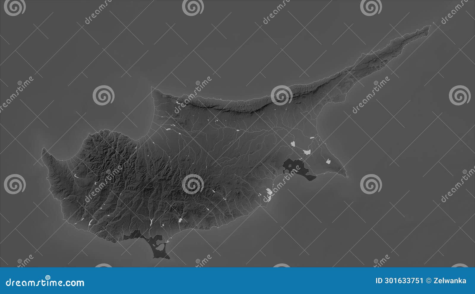 Cyprus Highlighted. Grayscale Stock Illustration - Illustration of ...