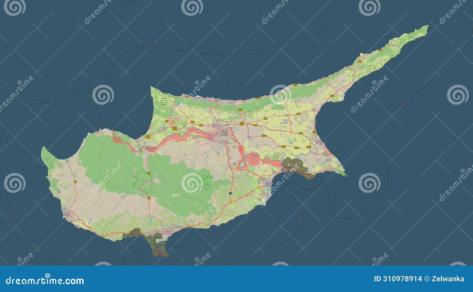 Cyprus Highlighted. Topo German Stock Illustration - Illustration of standard, cyprus: 310978914