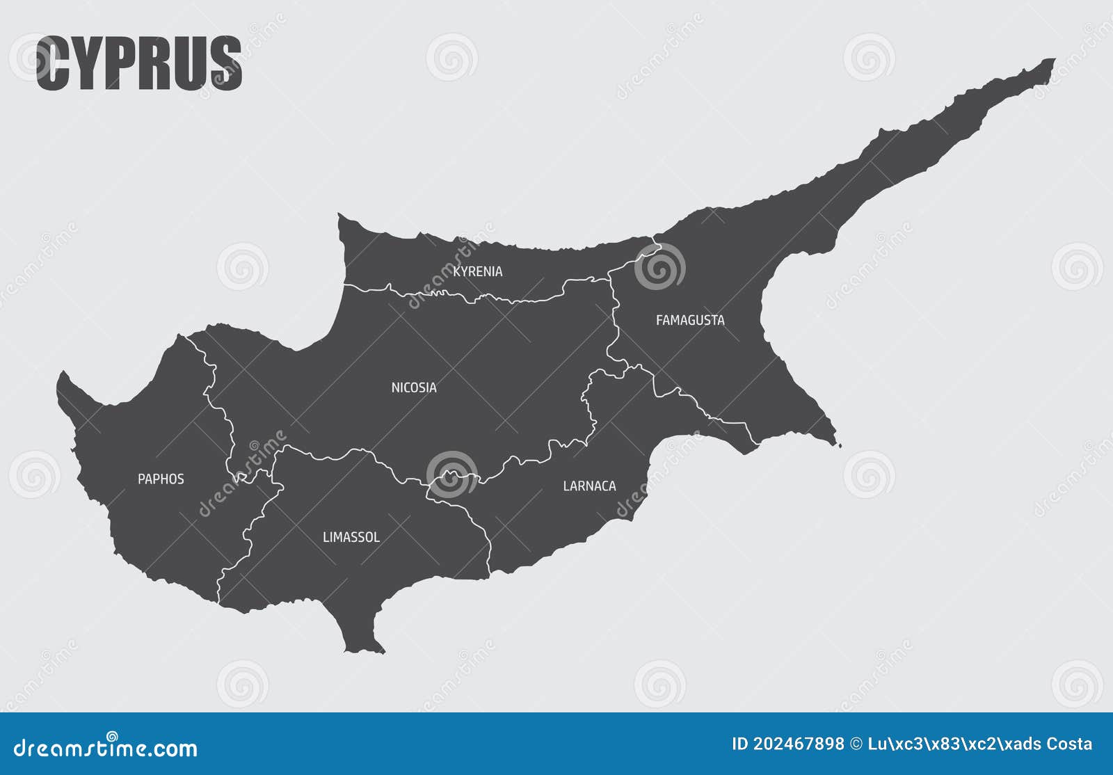 Cyprus districts map stock illustration. Illustration of detailed ...