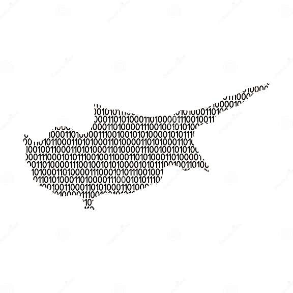 Cyprus Map Abstract Schematic from Black Ones and Zeros Binary D Stock ...