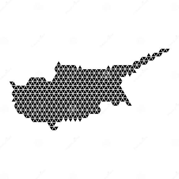 Cyprus Map Abstract Schematic from Black Triangles Repeating Pattern ...