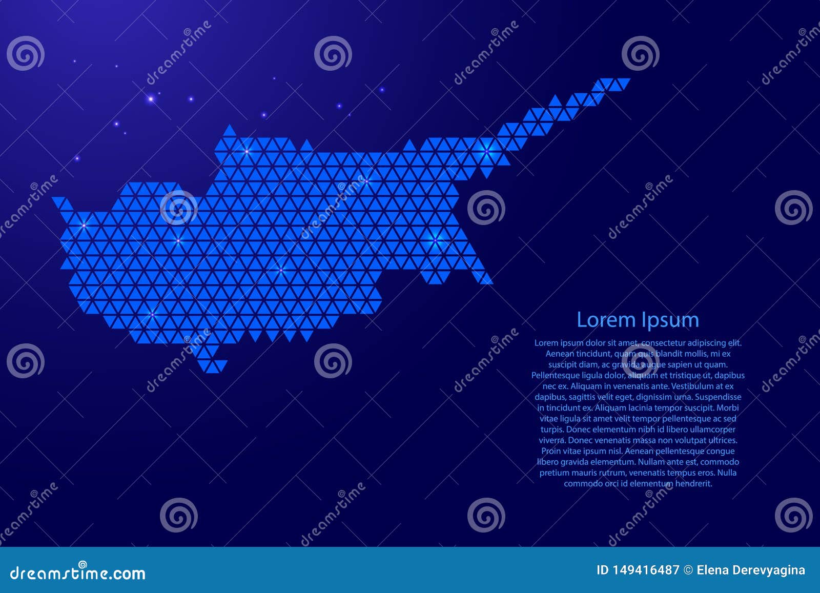 Cyprus Map Abstract Schematic from Blue Triangles Repeating Pattern ...