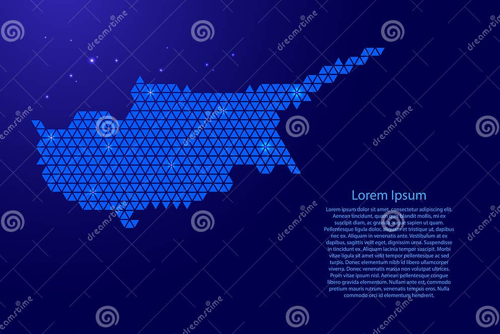 Cyprus Map Abstract Schematic from Blue Triangles Repeating Pattern ...