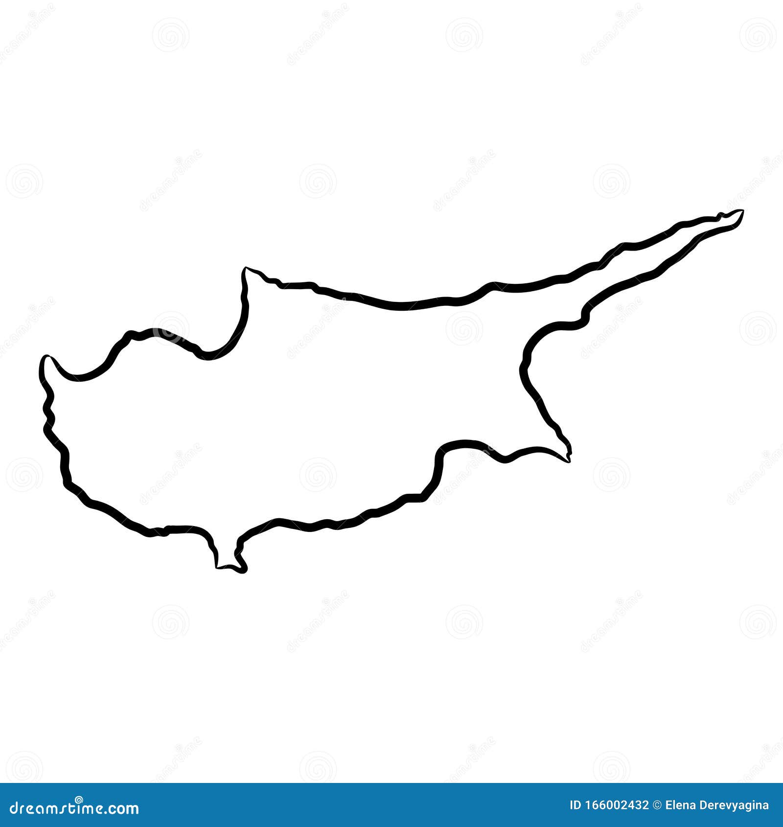 Cyprus Map from the Contour Black Brush Lines Different Thickness on ...
