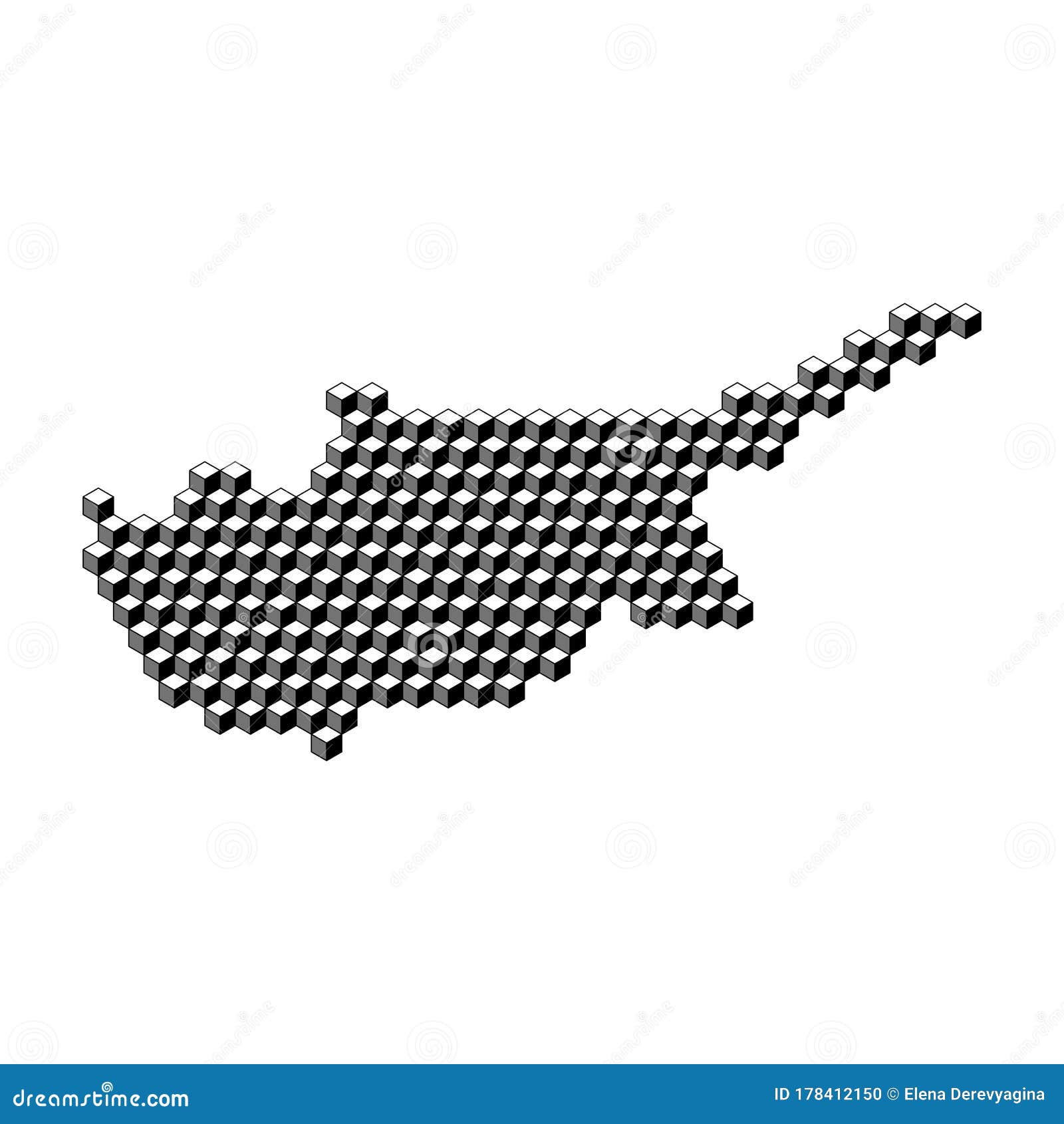 Cyprus Map from 3D Black Cubes Isometric Abstract Concept, Square ...