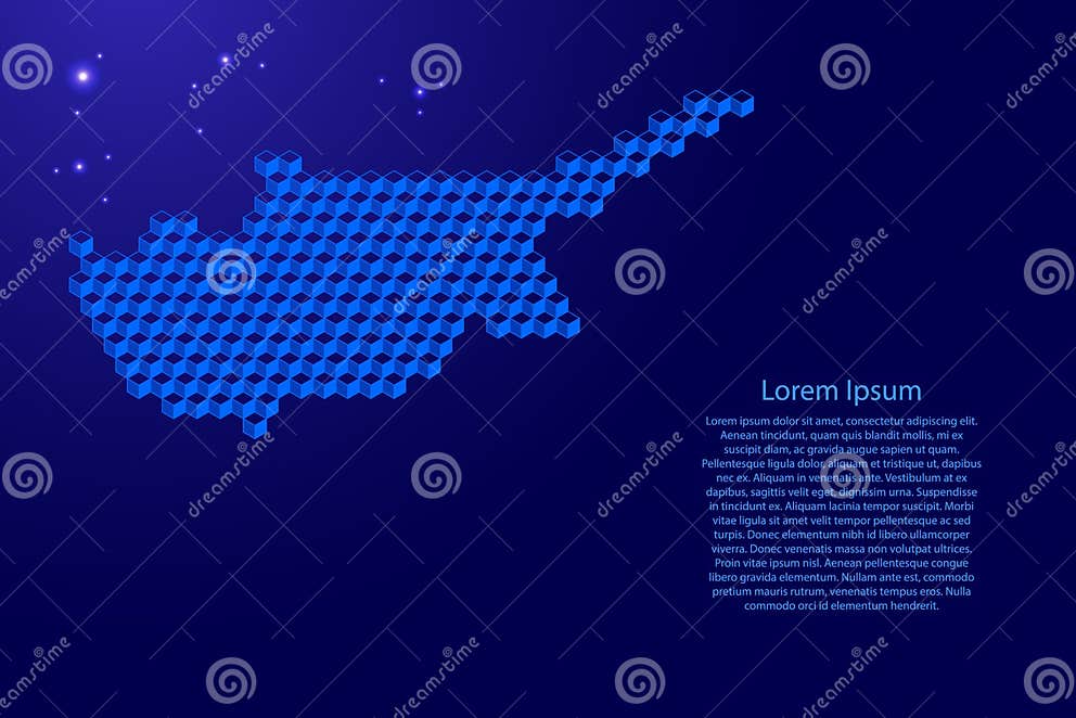 Cyprus Map from 3D Classic Blue Color Cubes Isometric Abstract Concept ...