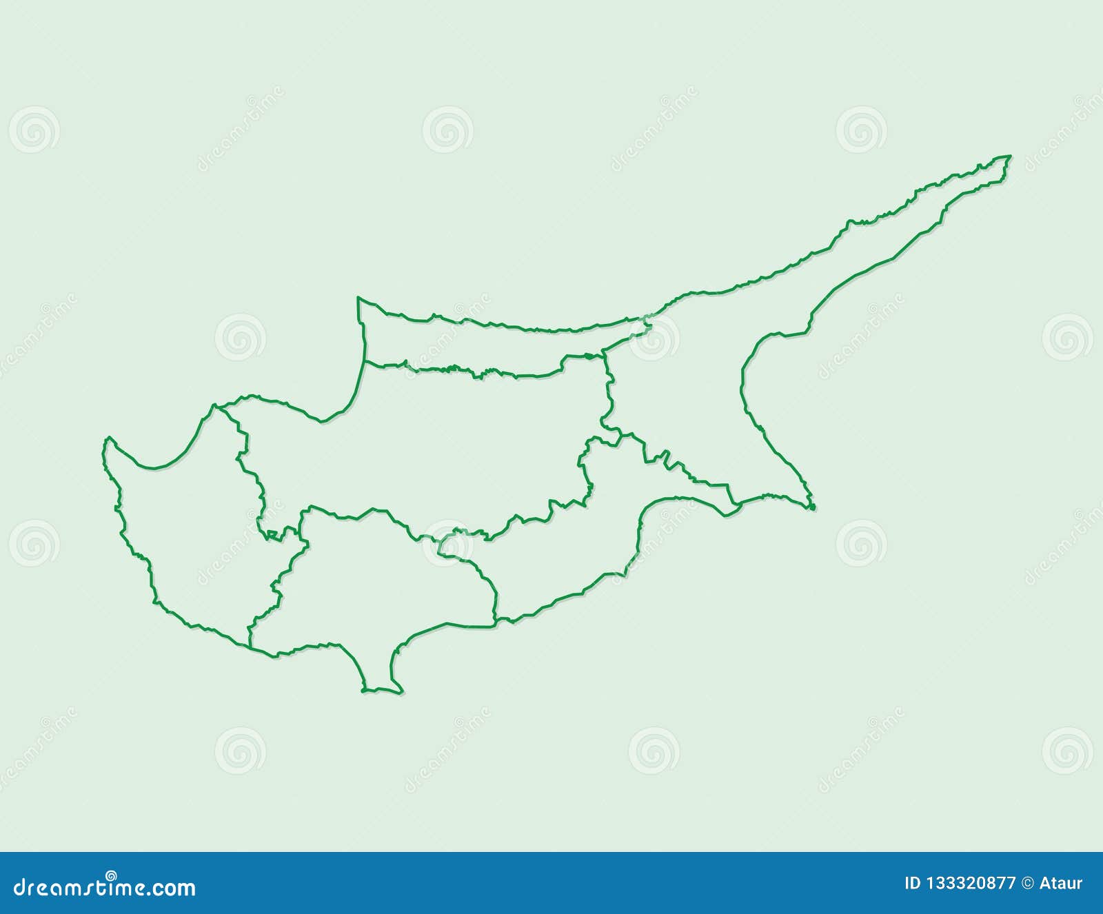 Cyprus Map with Divisions Using Green Lines on Light Background Vector ...