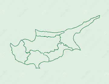 Cyprus Map with Divisions Using Green Lines on Light Background Vector ...