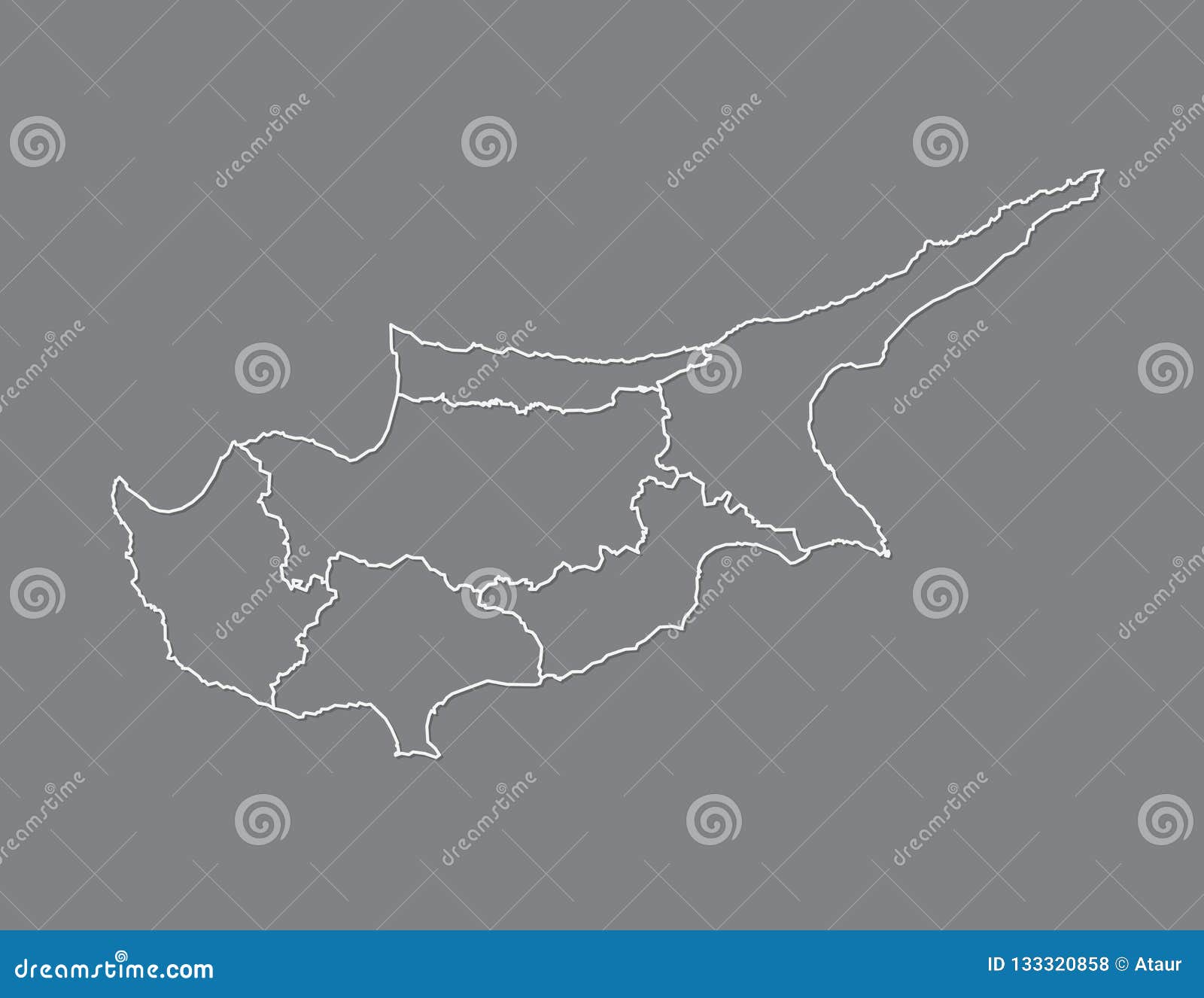 Cyprus Map With Divisions Using Green Lines On Light Background Vector ...