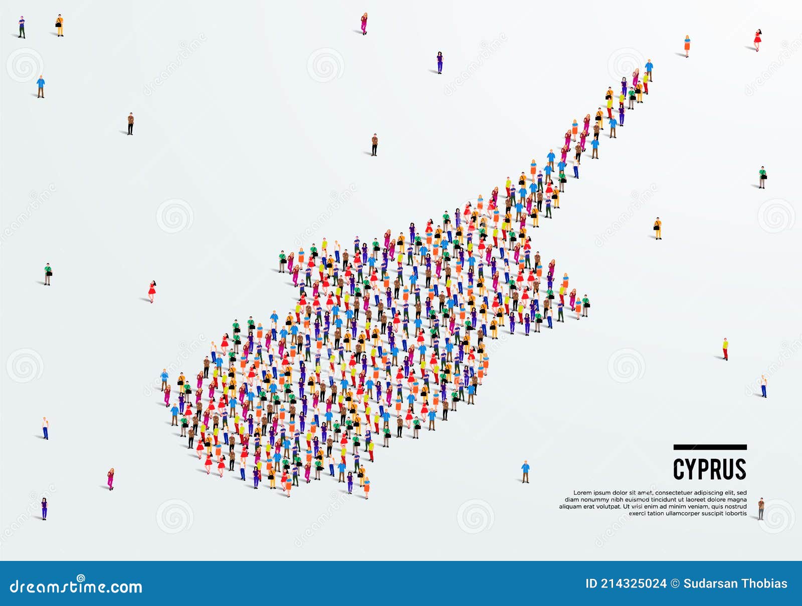 Cyprus Map. Large Group of People Form To Create a Shape of Cyprus Map ...