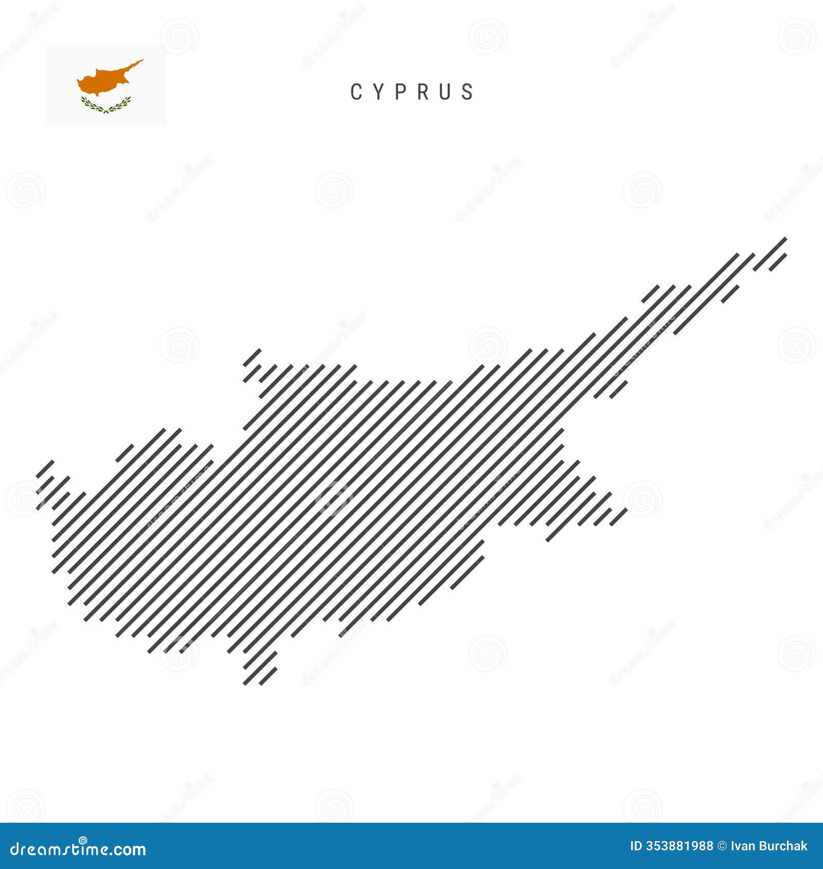 Cyprus Map from Pattern of Black Slanted Parallel Lines. Flat Vector ...