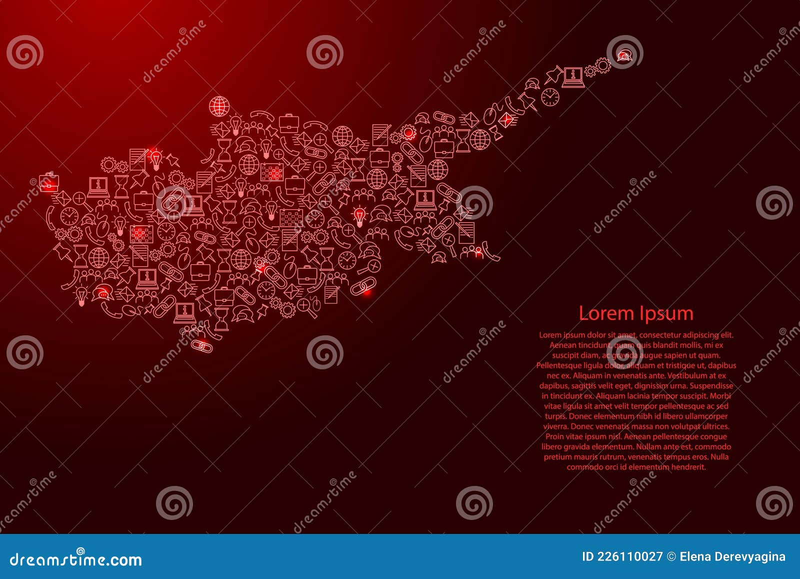 Cyprus Map from Red and Glowing Stars Icons Pattern Set of SEO Analysis ...