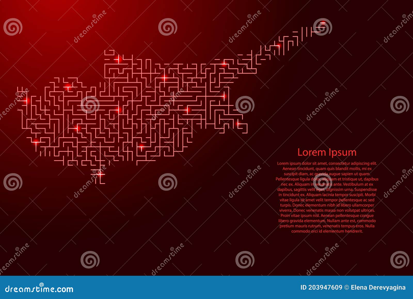 Cyprus Map from Red Pattern of the Maze Grid and Glowing Space Stars ...