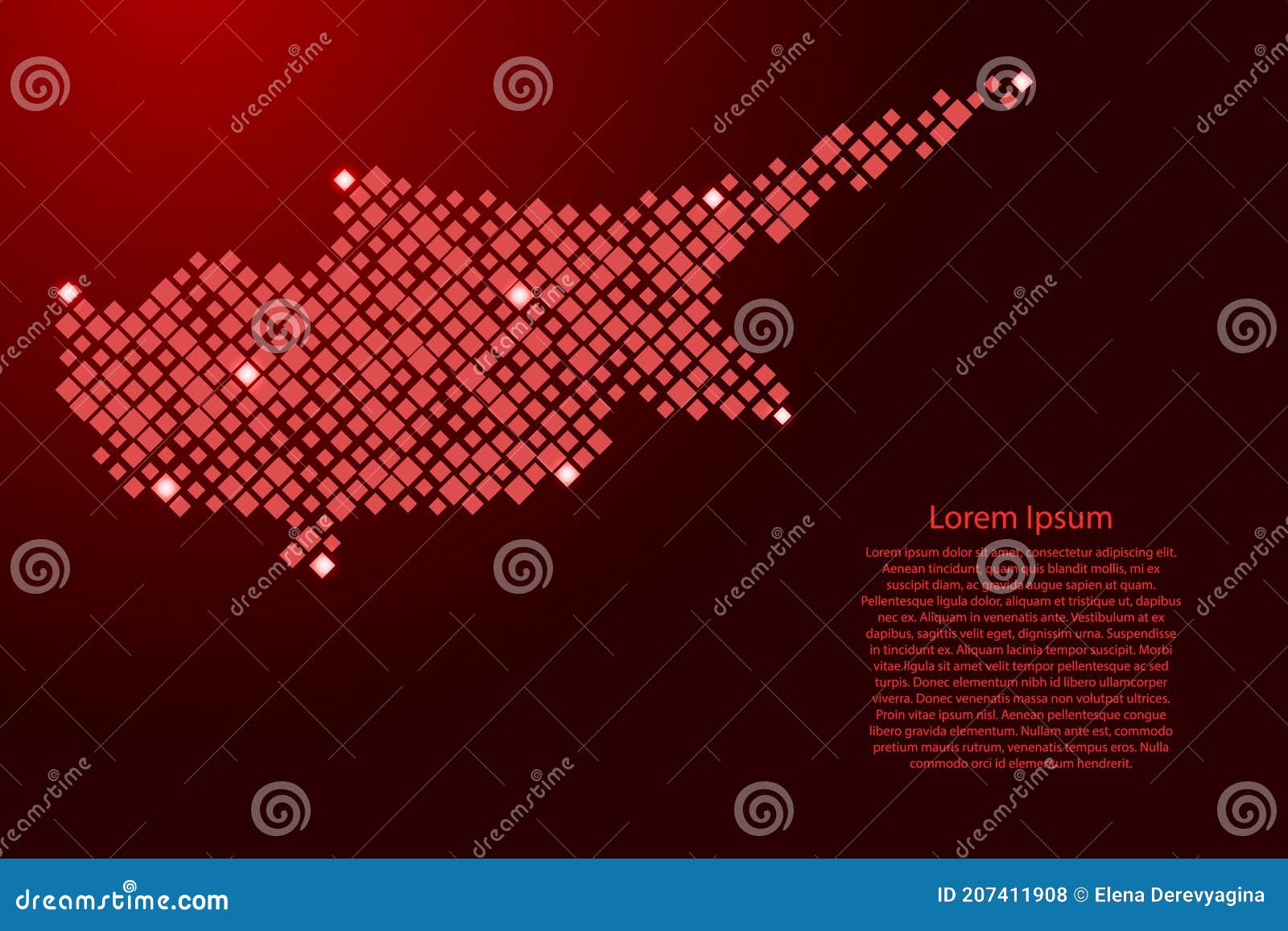 Cyprus Map from Red Pattern Rhombuses of Different Sizes and Glowing ...