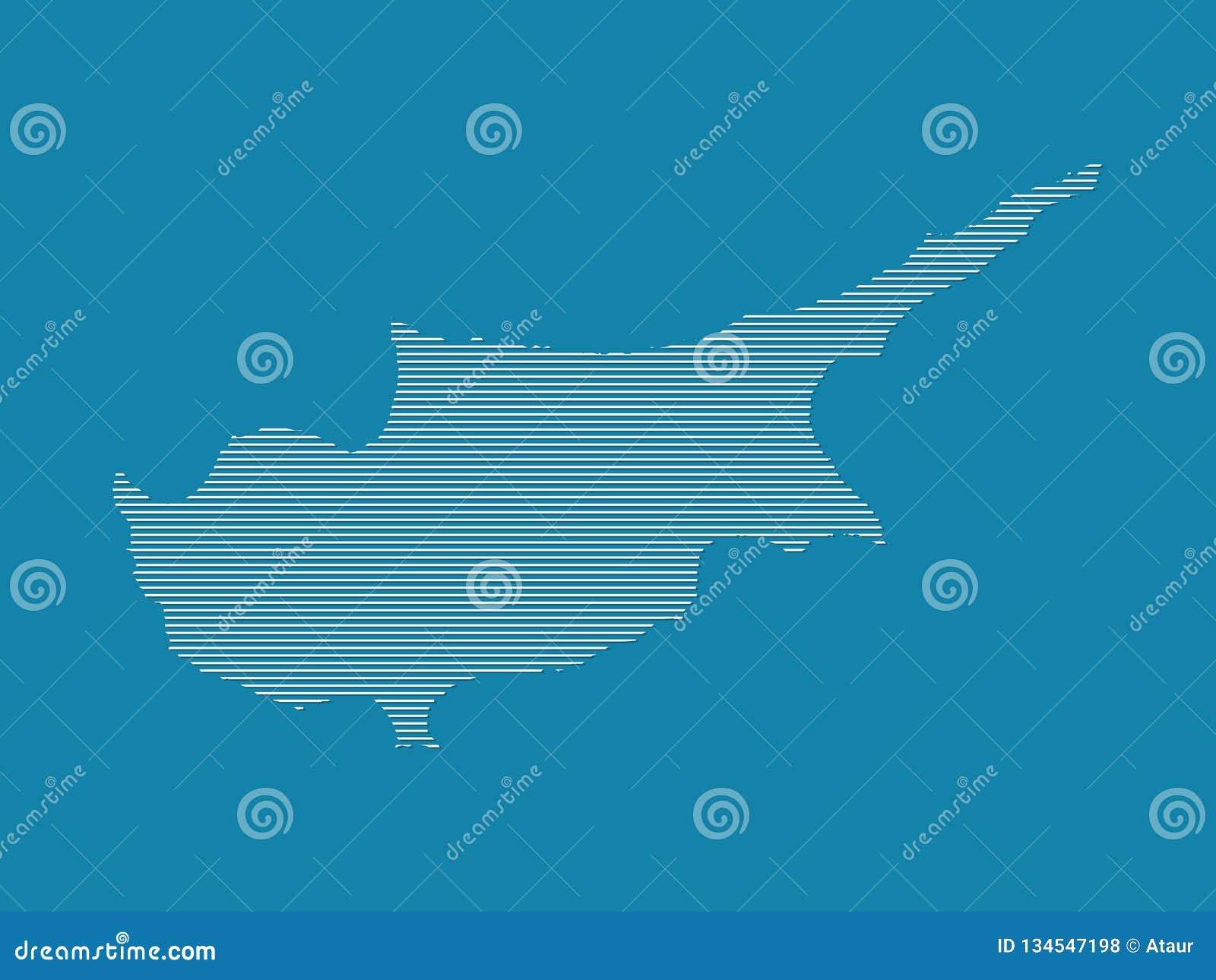 Cyprus Map Vector with Simple Straight Lines on Blue Background Stock ...